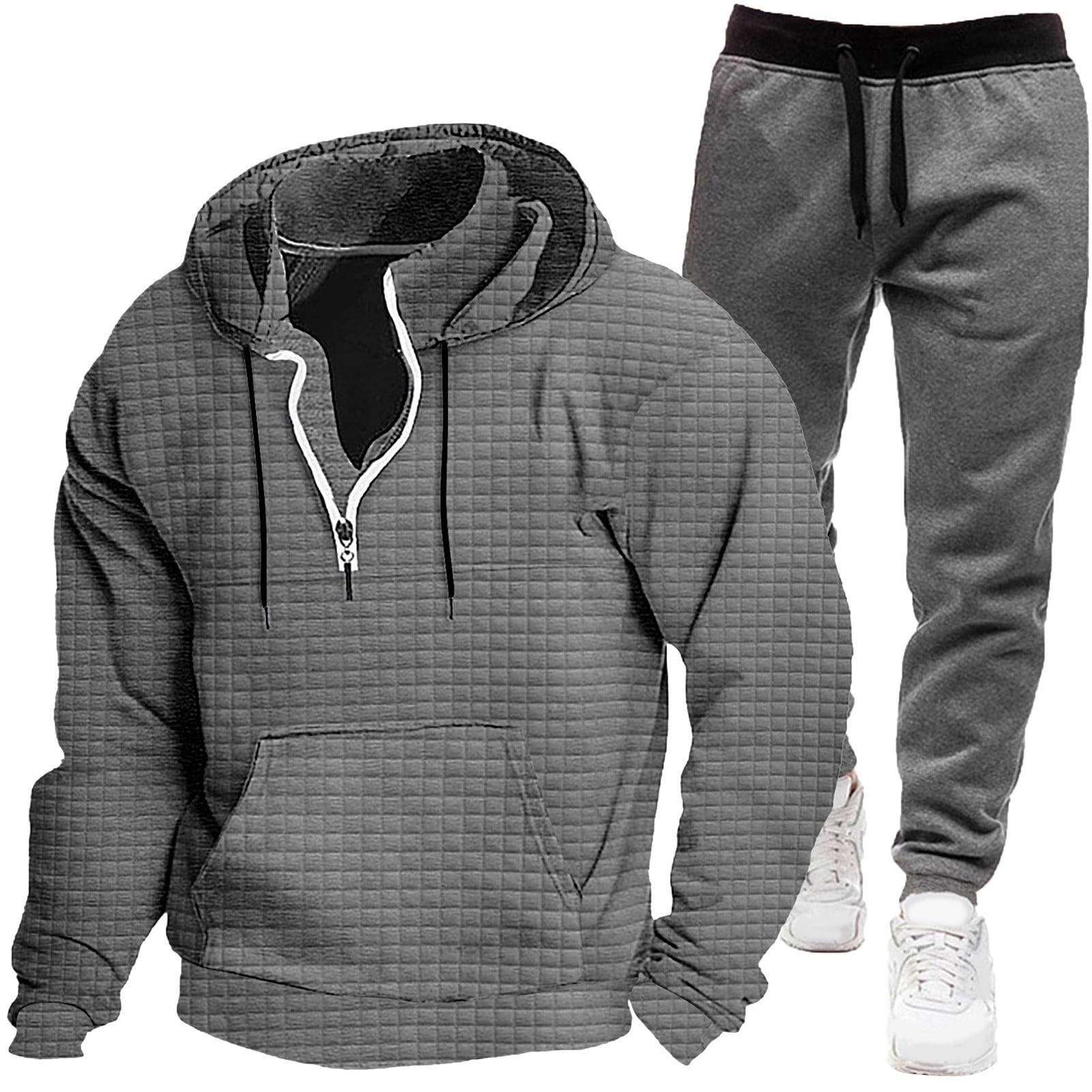 Aofany Mens Sweat Suit Set Plus Size Tracksuit Jogging 2 Piece Athletic ...