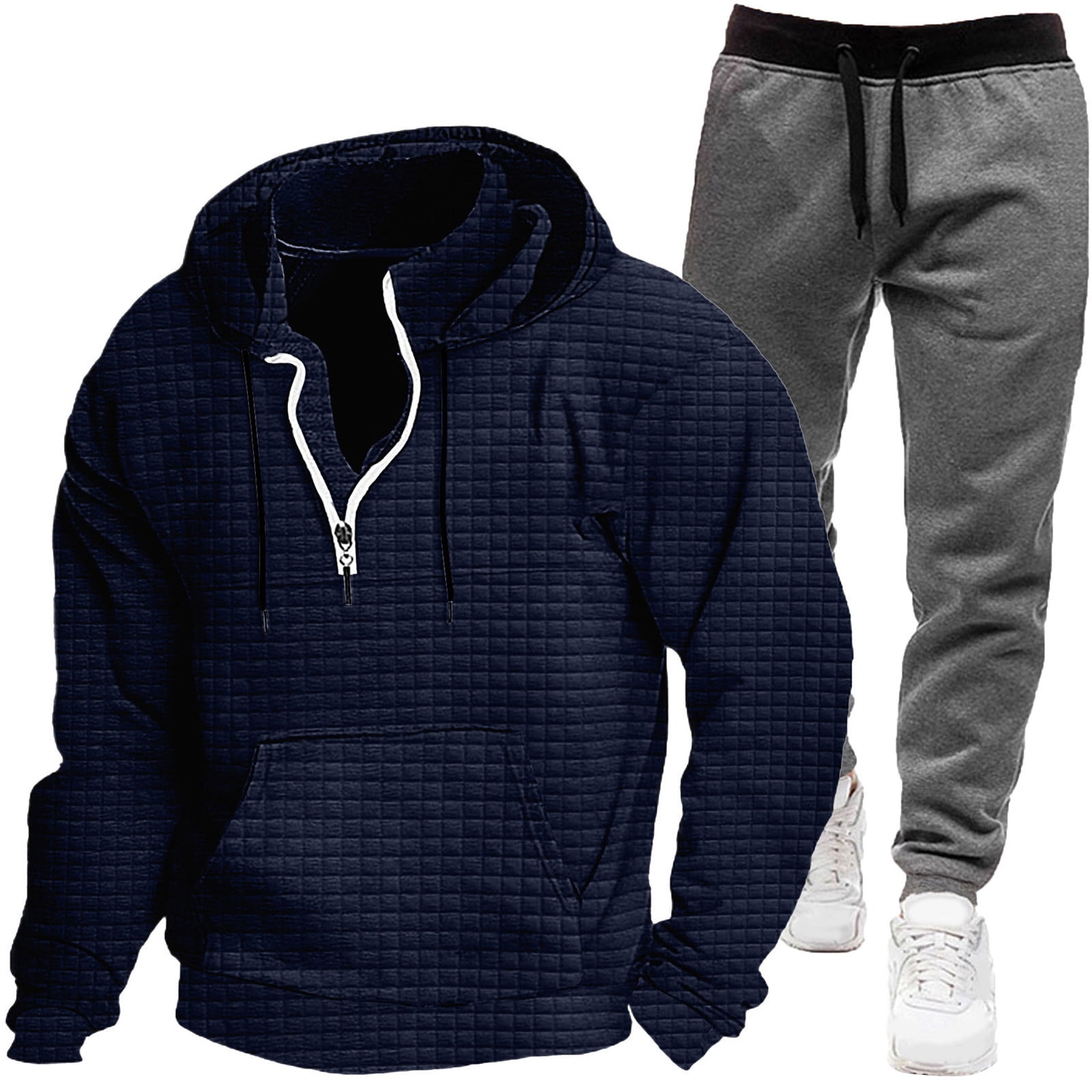 Aofany Mens Sweat Suit Set Plus Size Tracksuit Jogging 2 Piece Athletic ...