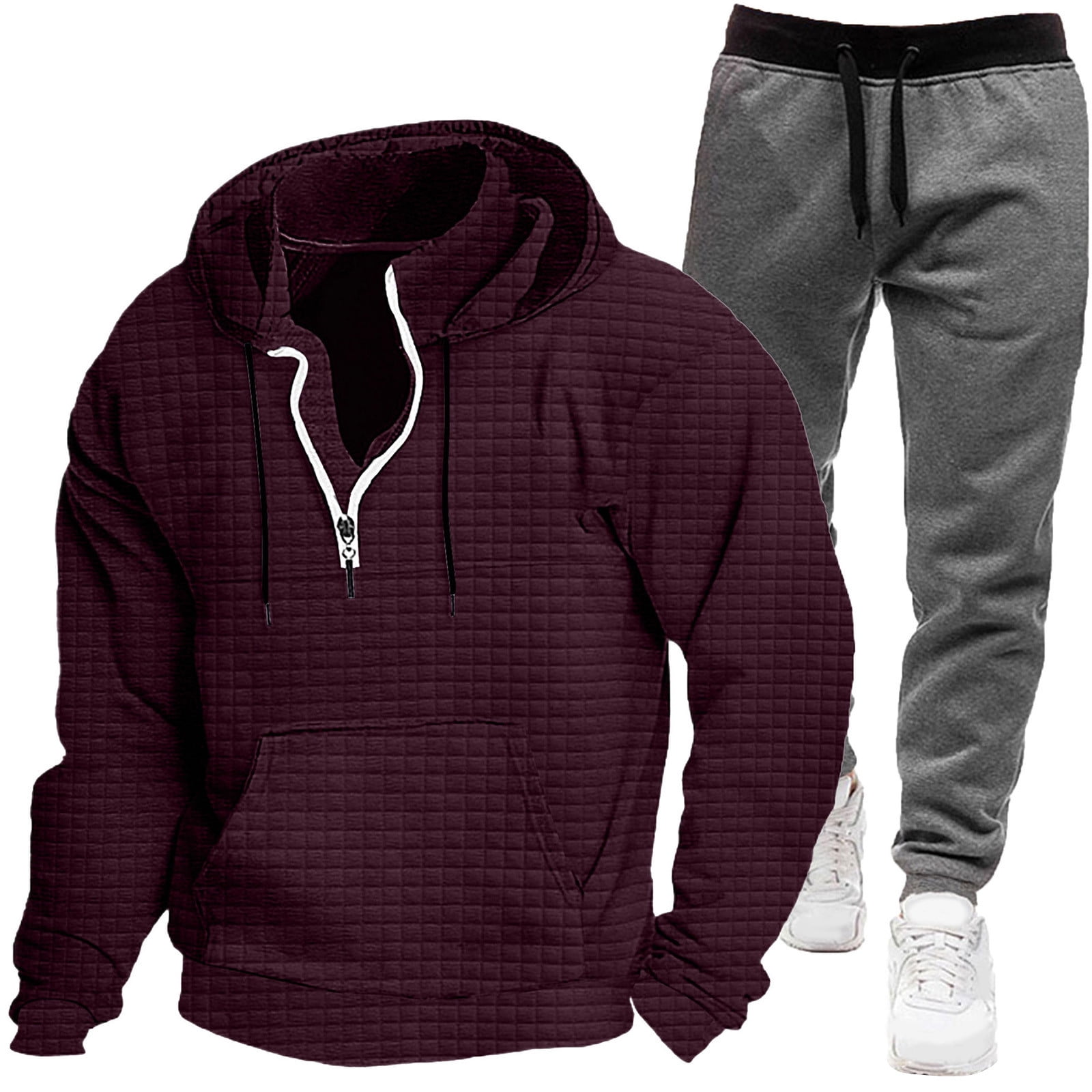 Aofany Mens Sweat Suit Set Plus Size Tracksuit Jogging 2 Piece Athletic ...