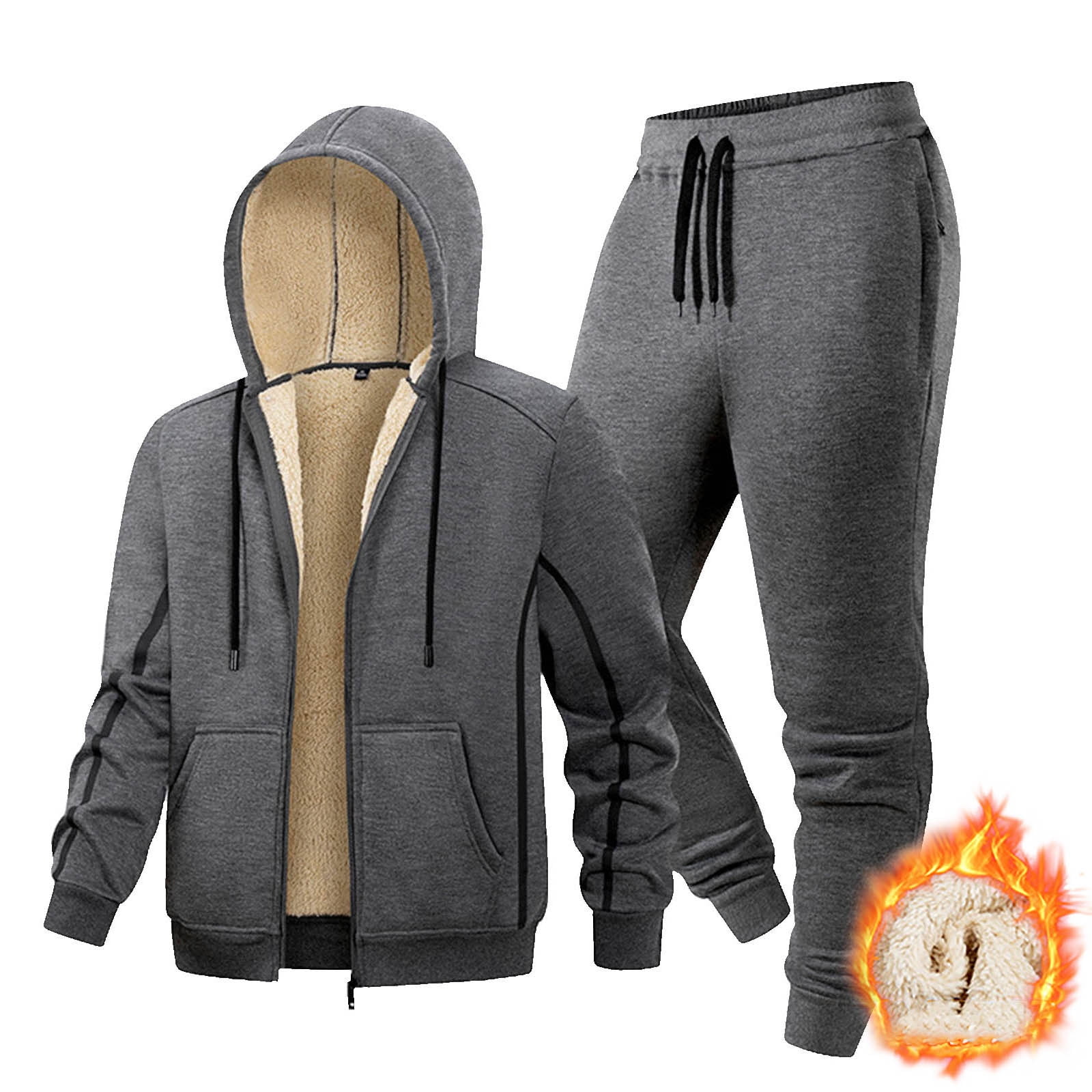 Aofany Mens Track Suits 2 Piece Set Tracksuits Zip-Up Hoodies and ...