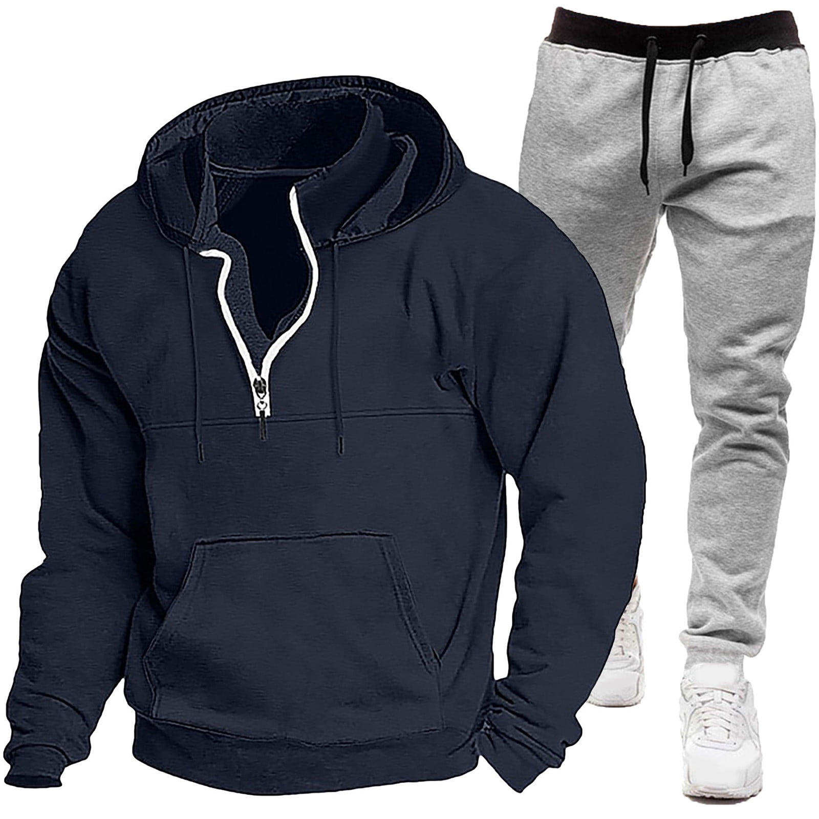 Aofany Mens Tracksuit 2 Piece Set, Hooded Sweatshirt Running Jogging ...