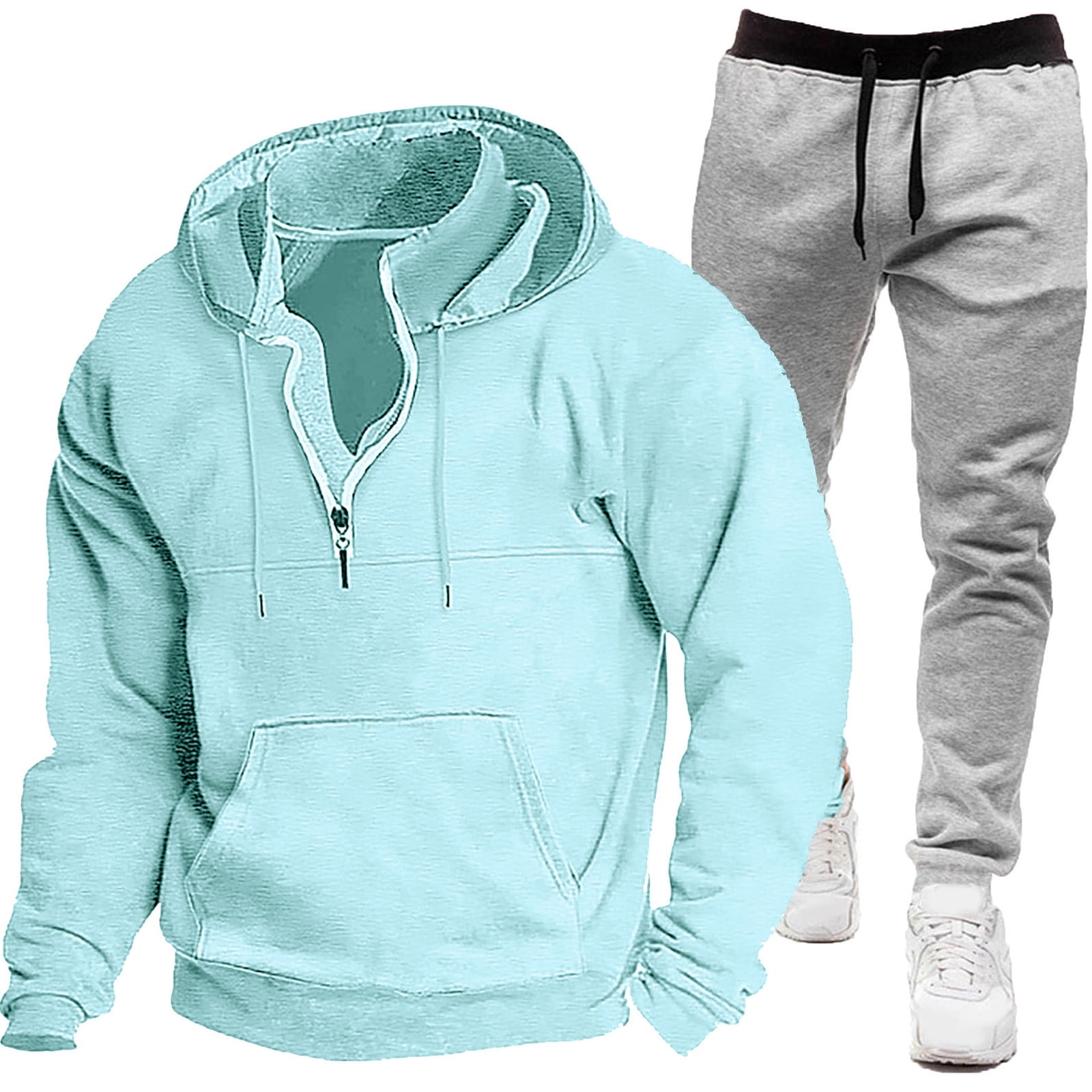 Aofany Mens Tracksuit 2 Piece Set, Hooded Sweatshirt Running Jogging ...