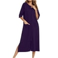 Aofany Nightgowns for Women Long Sleeve Split Midi Dress Sleepshirts ...