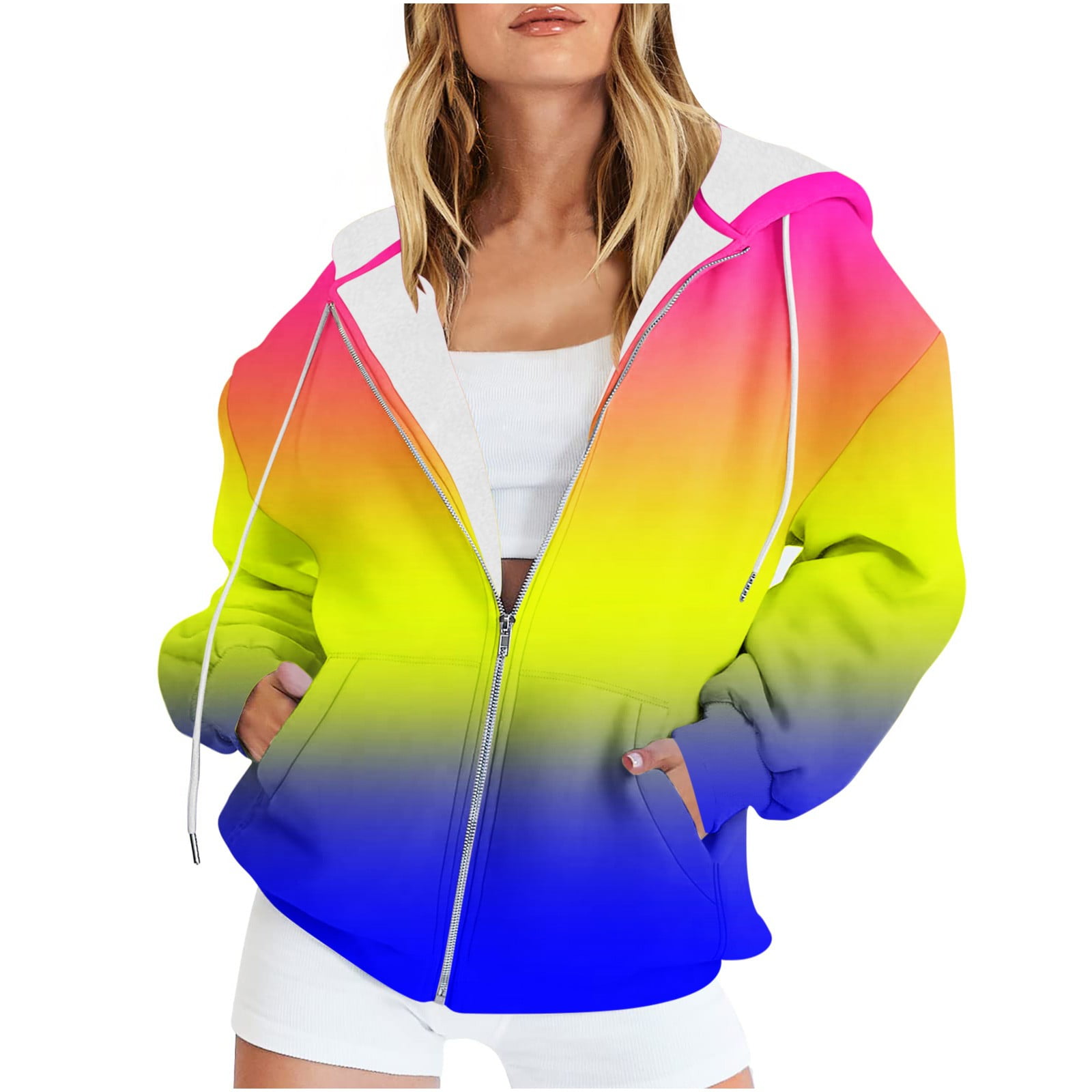 Aofany Oversized Zip Up Hoodie for Women Baggy Loose Basic Zipper ...