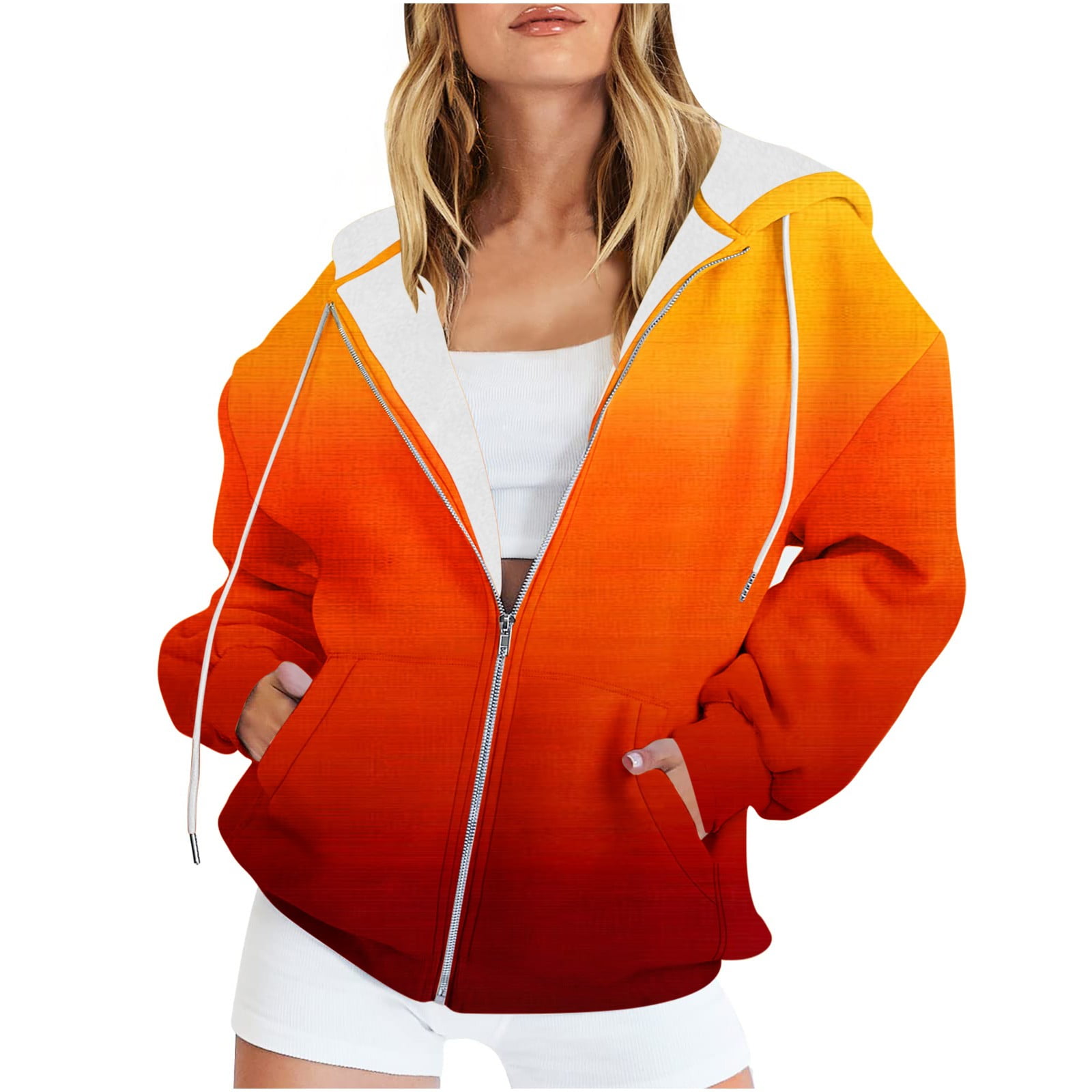 Aofany Oversized Zip Up Hoodie for Women Baggy Loose Basic Zipper ...