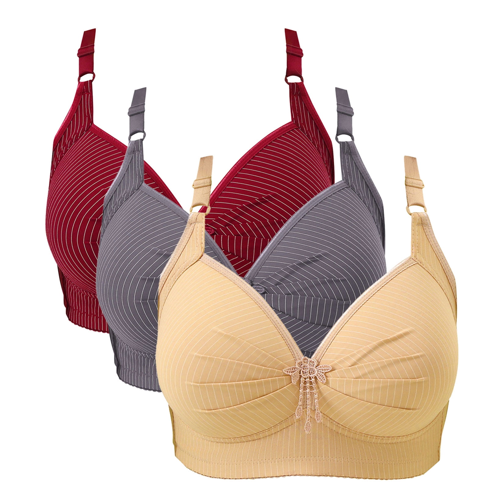 Aofany Plus Size Bra for Womens,3-Packs Womens Bra,Woman's Gathered Together Large Size Everyday ...