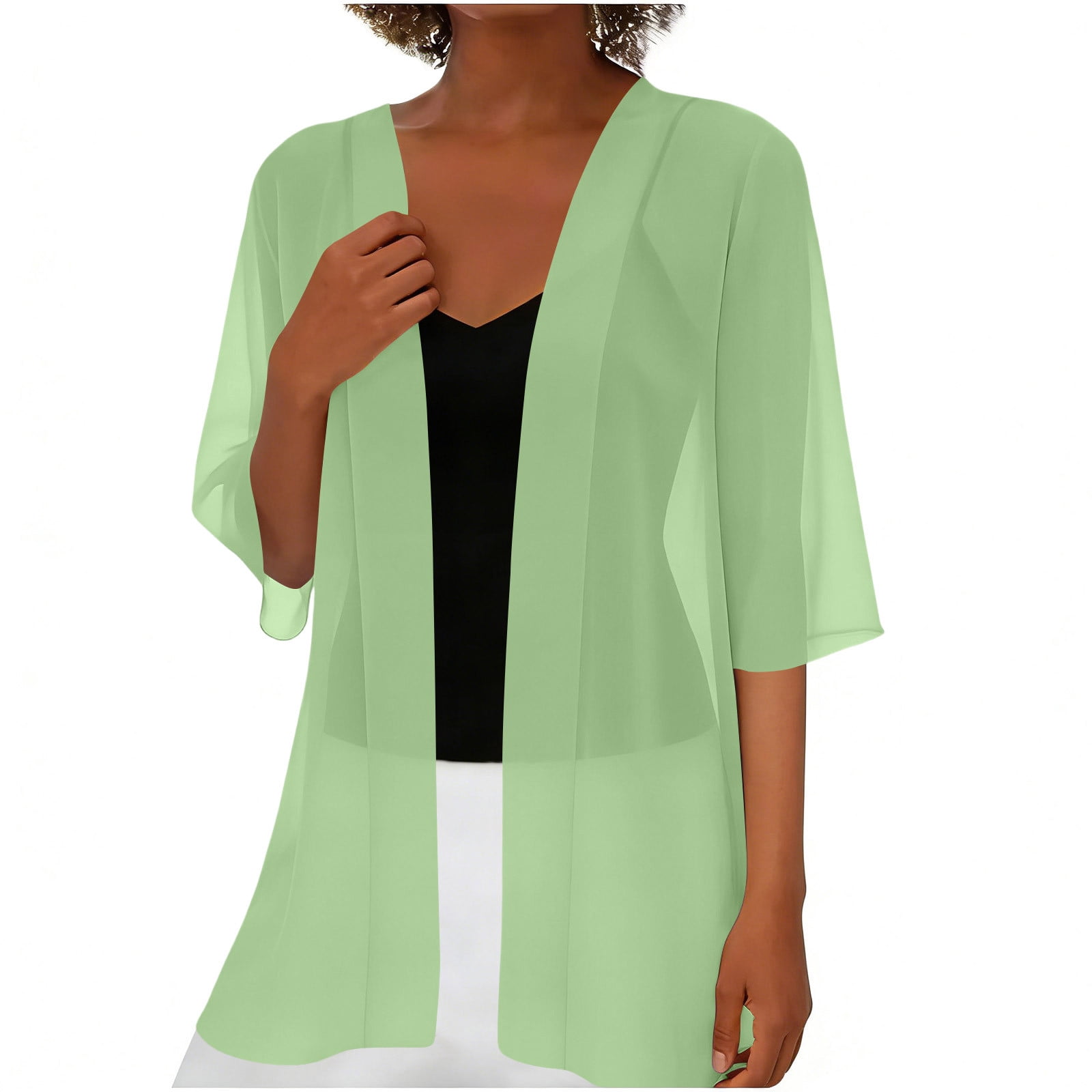 Aofany Plus Size Cardigan for Women Lightweight Half Sleeve Solid Color ...