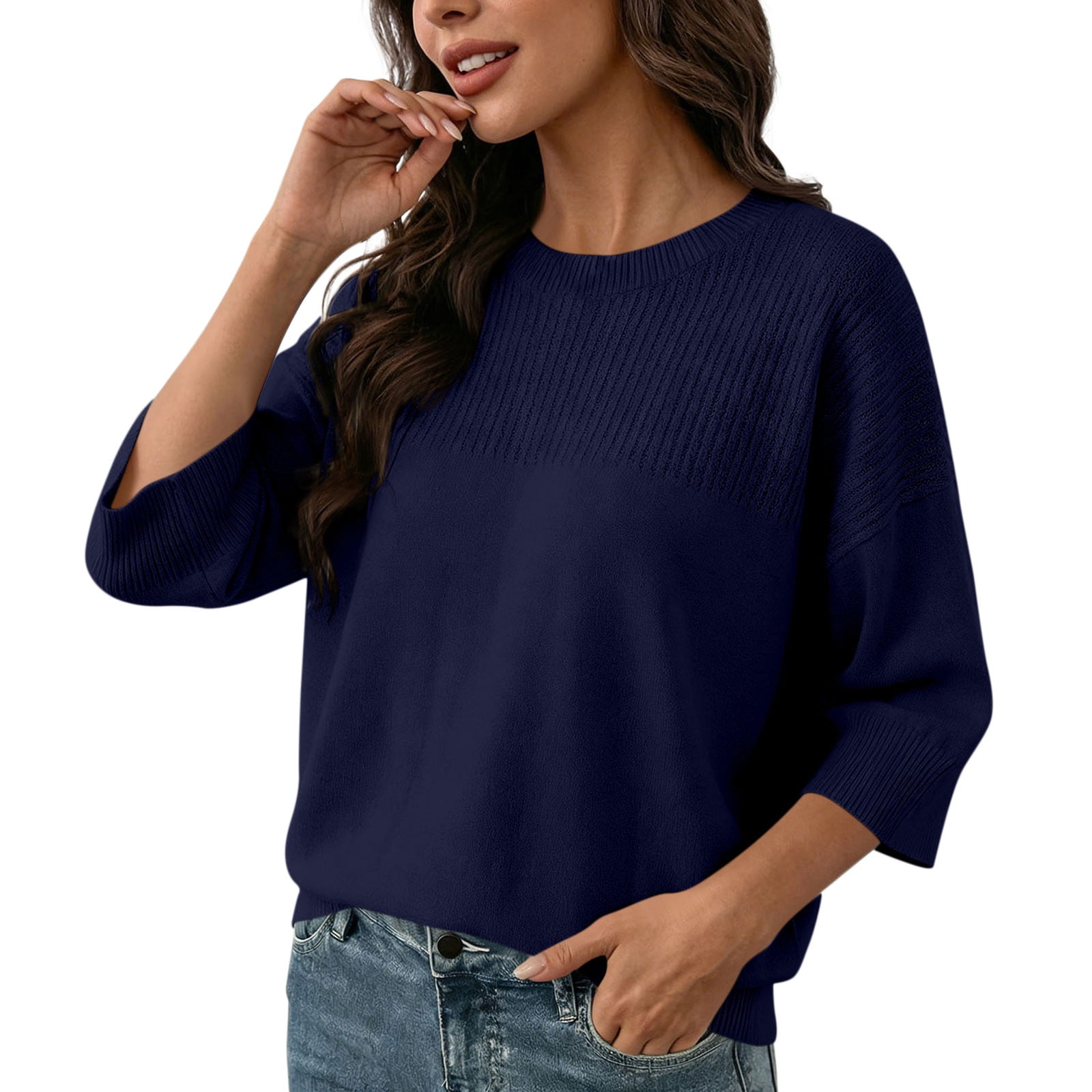 Aofany Plus Size Tops for Women Casual 3/4 Sleeve Blouses Loose Fit ...