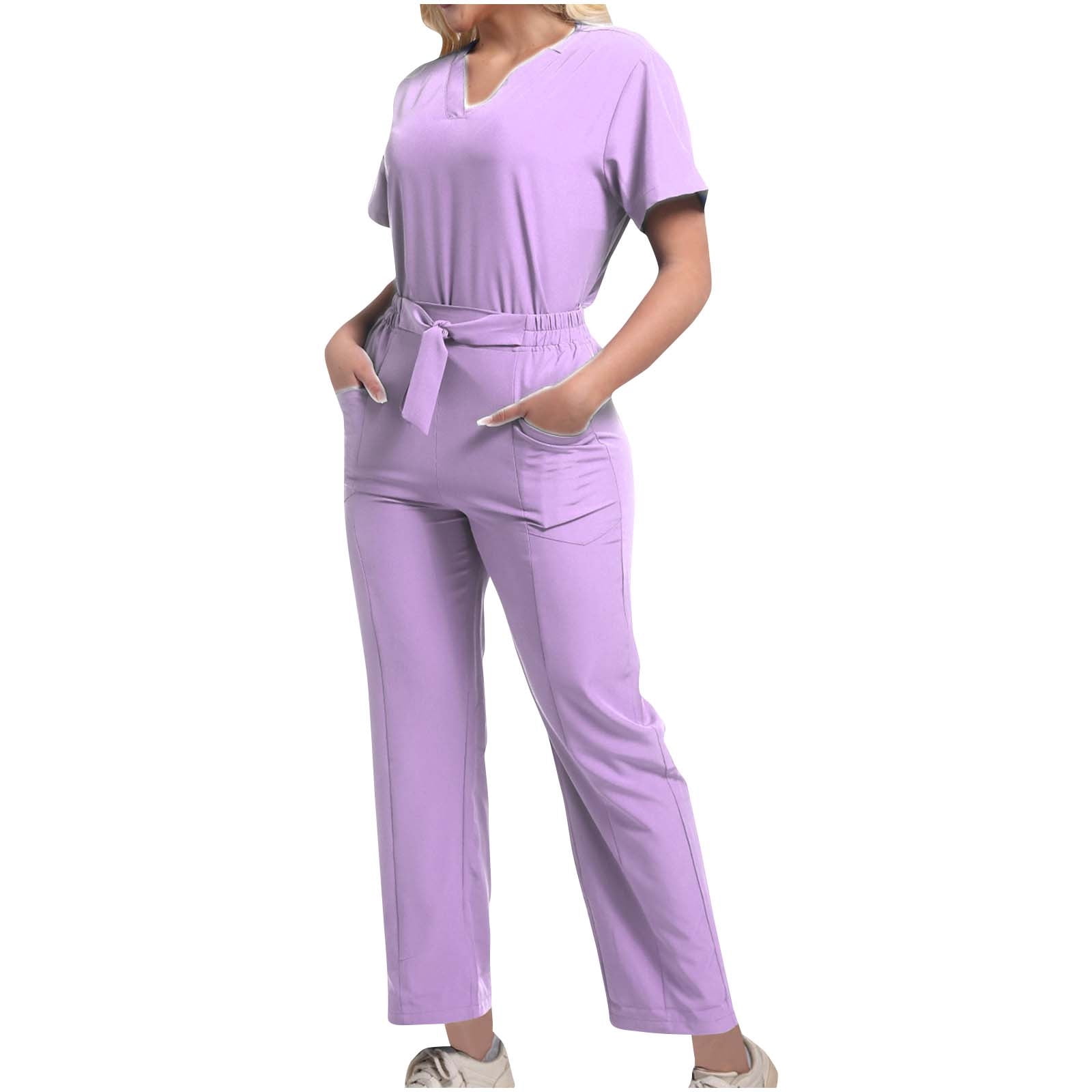 Aofany Scrubs Sets for Women Plus Size Medical Scrubs Stretchy V-Neck ...