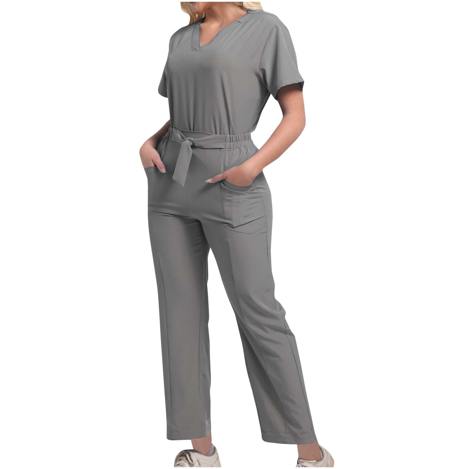 Aofany Scrubs Sets for Women Plus Size Medical Scrubs Stretchy V-Neck ...