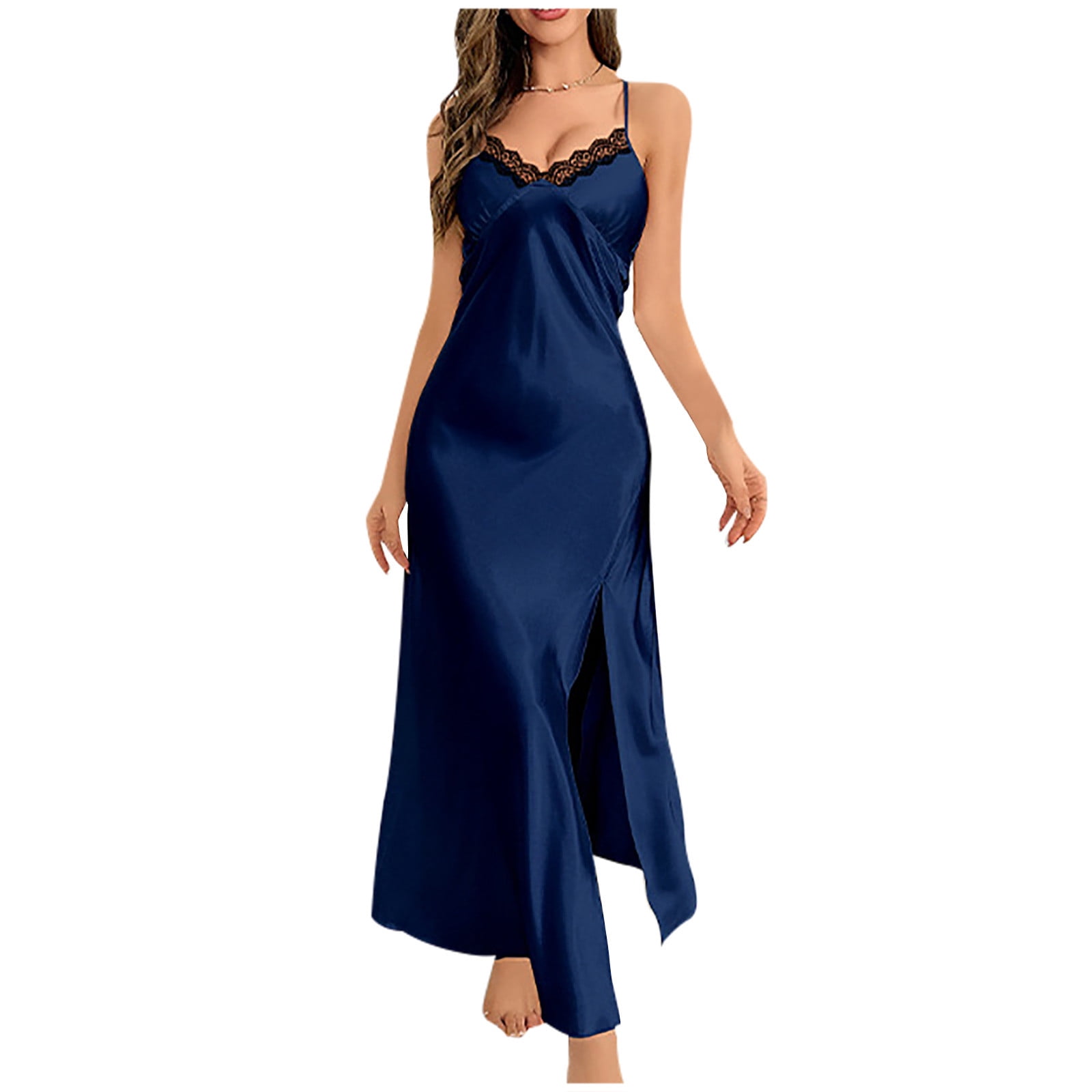 Aofany Sexy Chemise Silk Nightgowns For Women Long Satin Slip Sleepwear