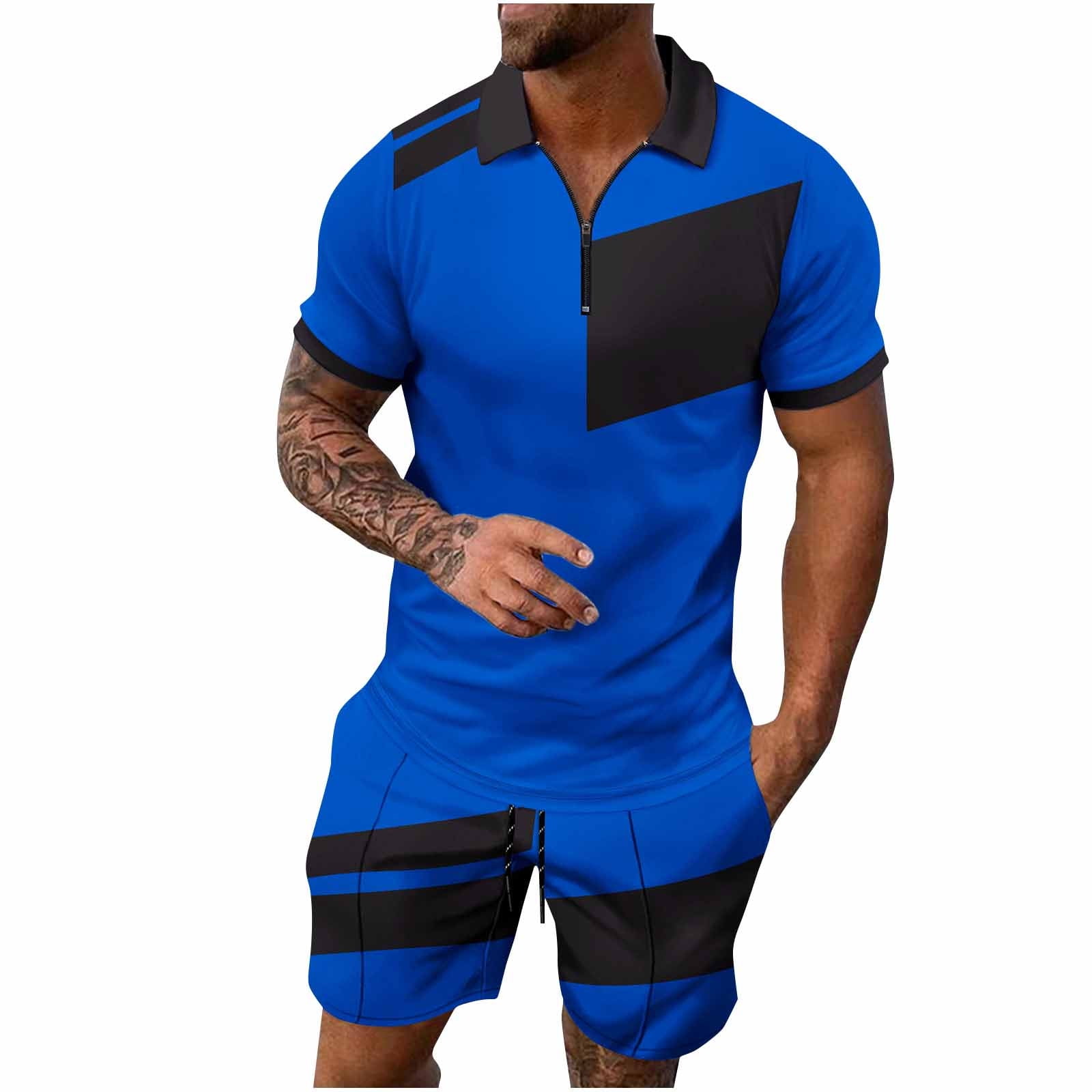 Aofany Short Sets Men 2 Piece Outfit Men's Turndown Collar Top and ...