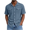 Aofany Short Sleeve Shirts for Men Plus Size Button up Loose Comfy ...