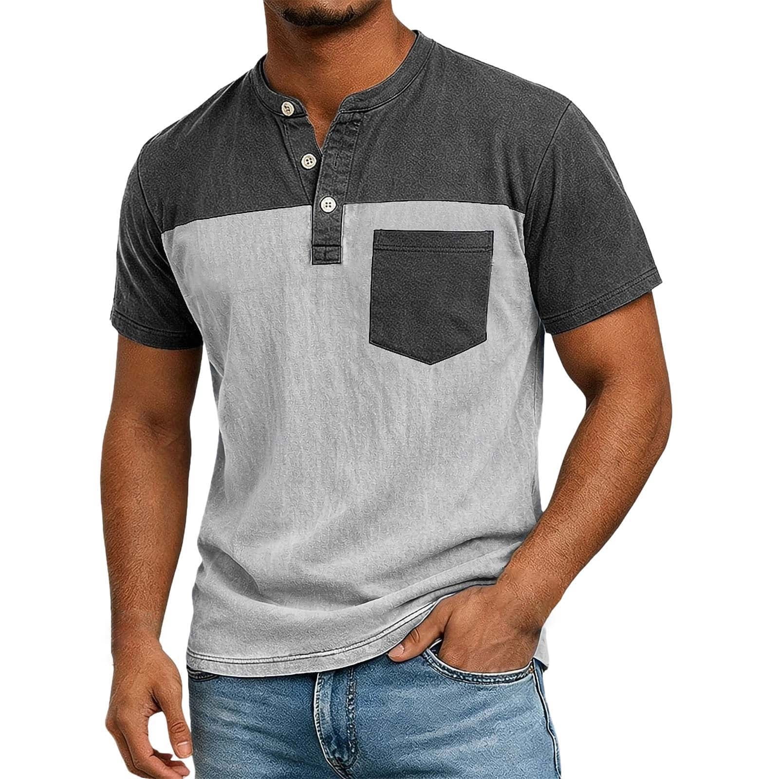 Aofany Short Sleeve Tee Shirts for Men Henley Button Down Mens T-Shirts ...