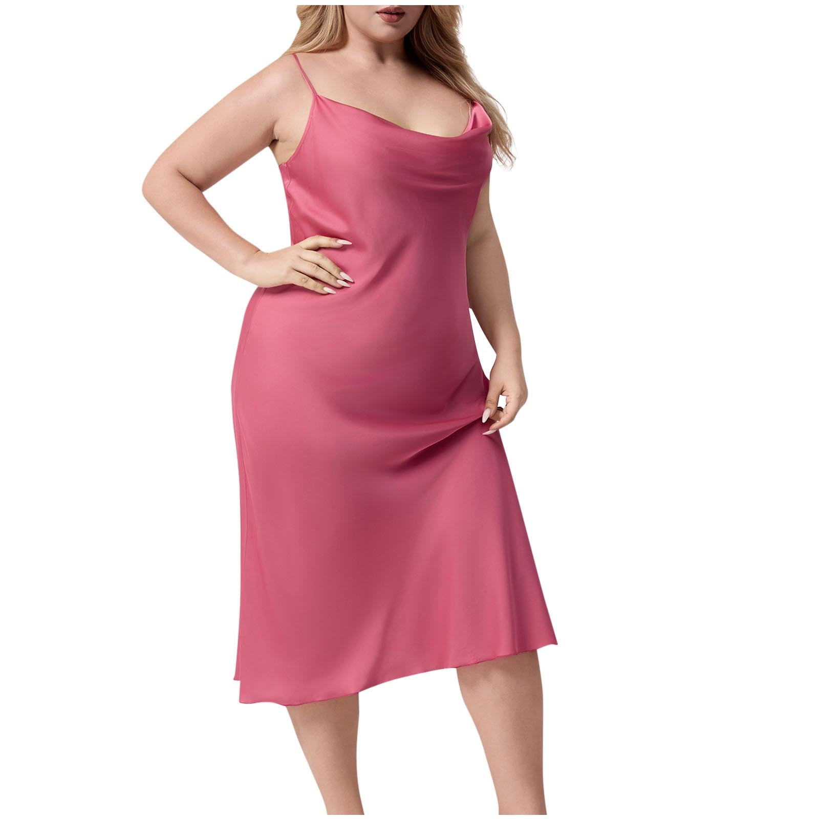 Aofany Silk Nightgown for Women V-Neck Spaghetti Strap Slip Dress Long ...