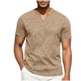 Aofany Summer T Shirt Men Solid Color Short Sleeve T-Shirts Casual V ...