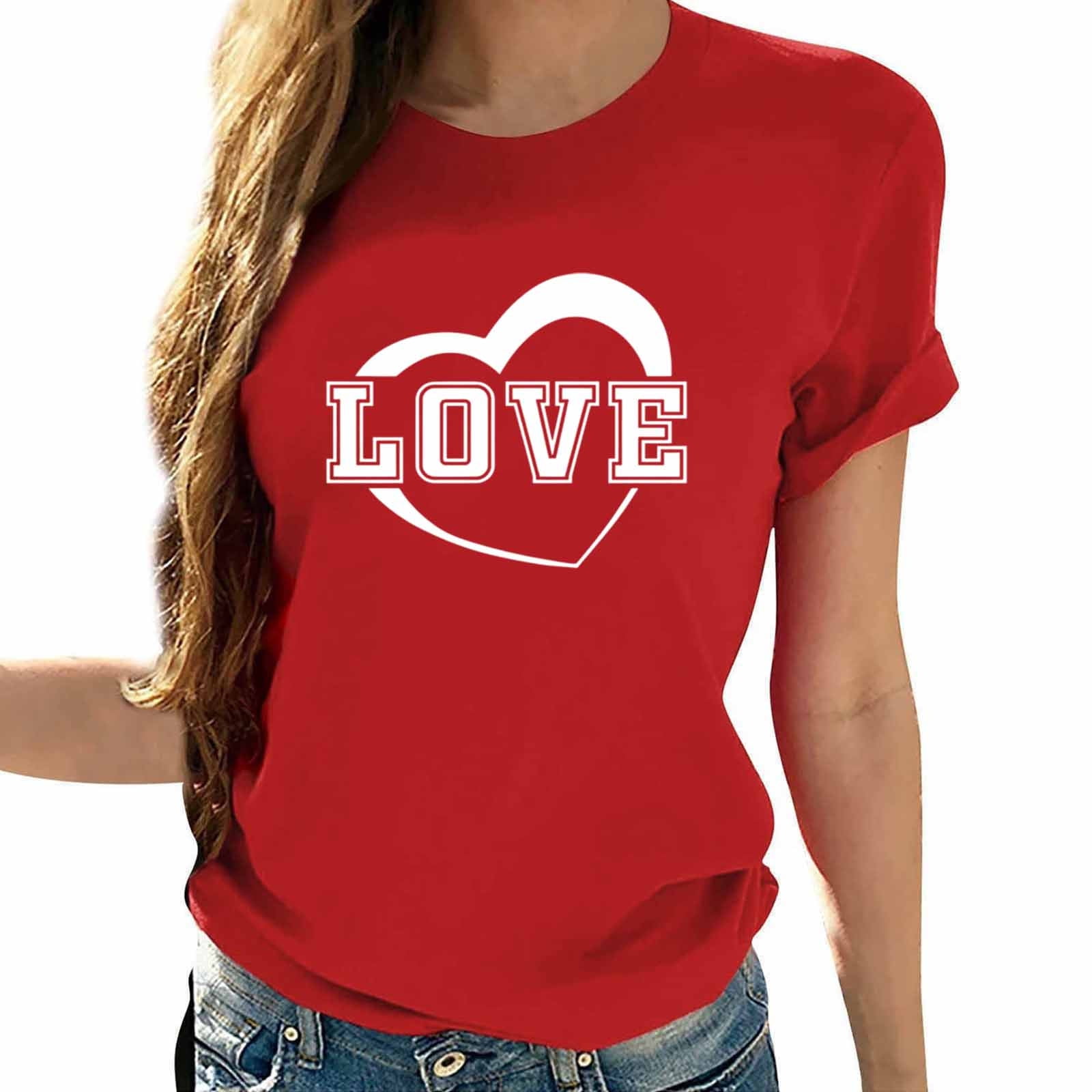 Aofany Summer Tops for Womens, Fashion Women Valentine's Day Print ...