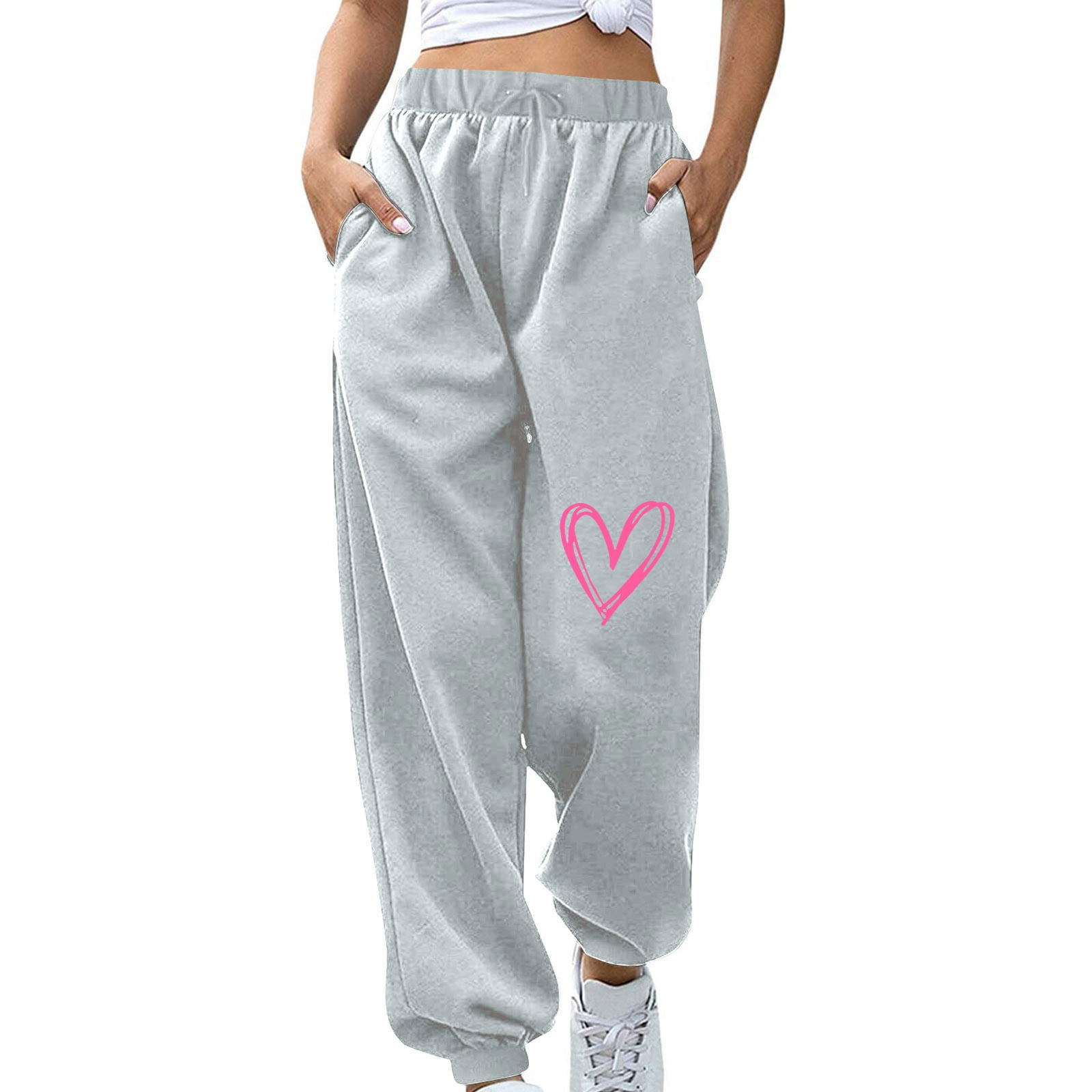 Aofany Sweatpants for Women with Pockets Elastic Waist Drawstring Pants ...