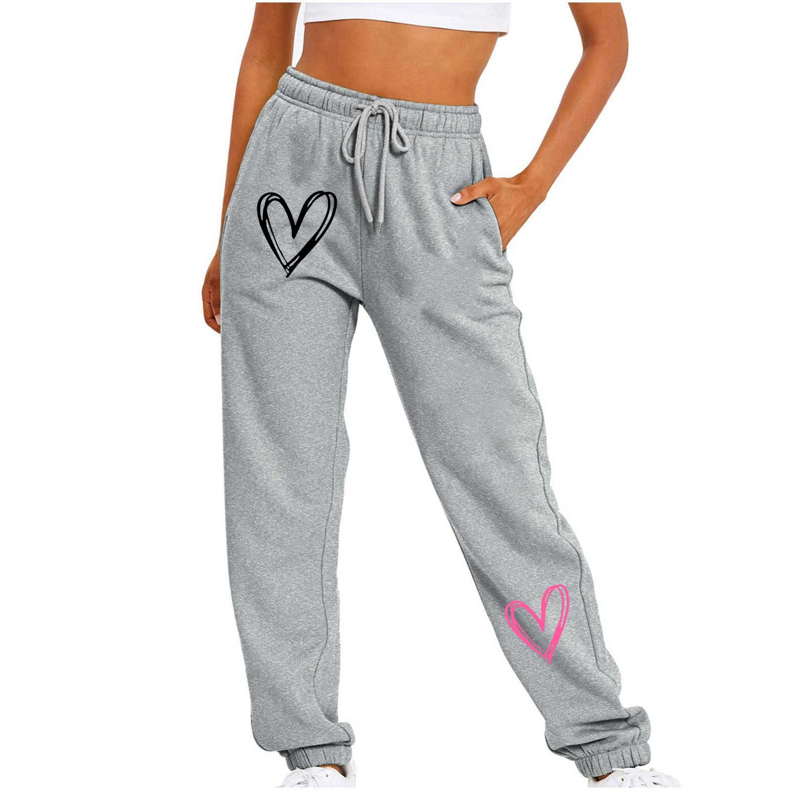 Aofany Sweatpants for Women with Pockets Elastic Waist Drawstring Pants ...