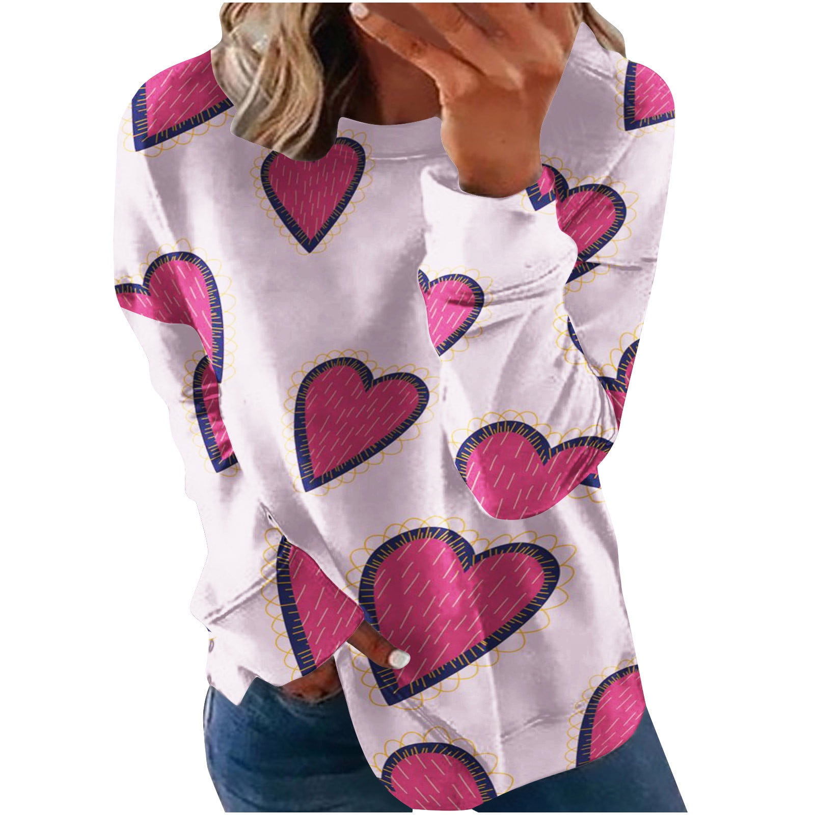 Aofany Sweatshirt for Women Valentine's Day Shirt Casual Loose Lightweight Pullover Tops Spring ...