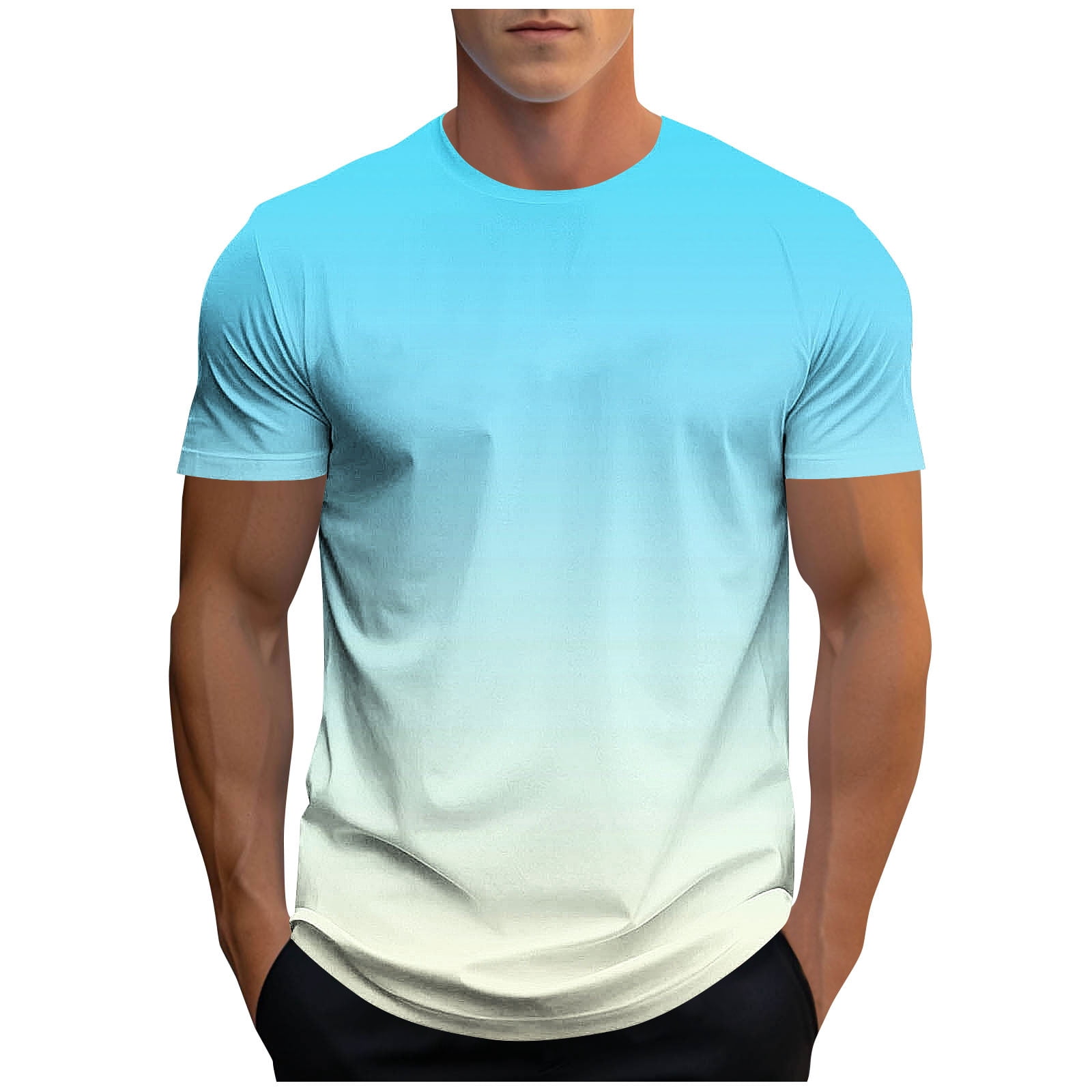 Aofany T-Shirts For Men Men's Tshirts Men Gradient Crew Neck Short ...