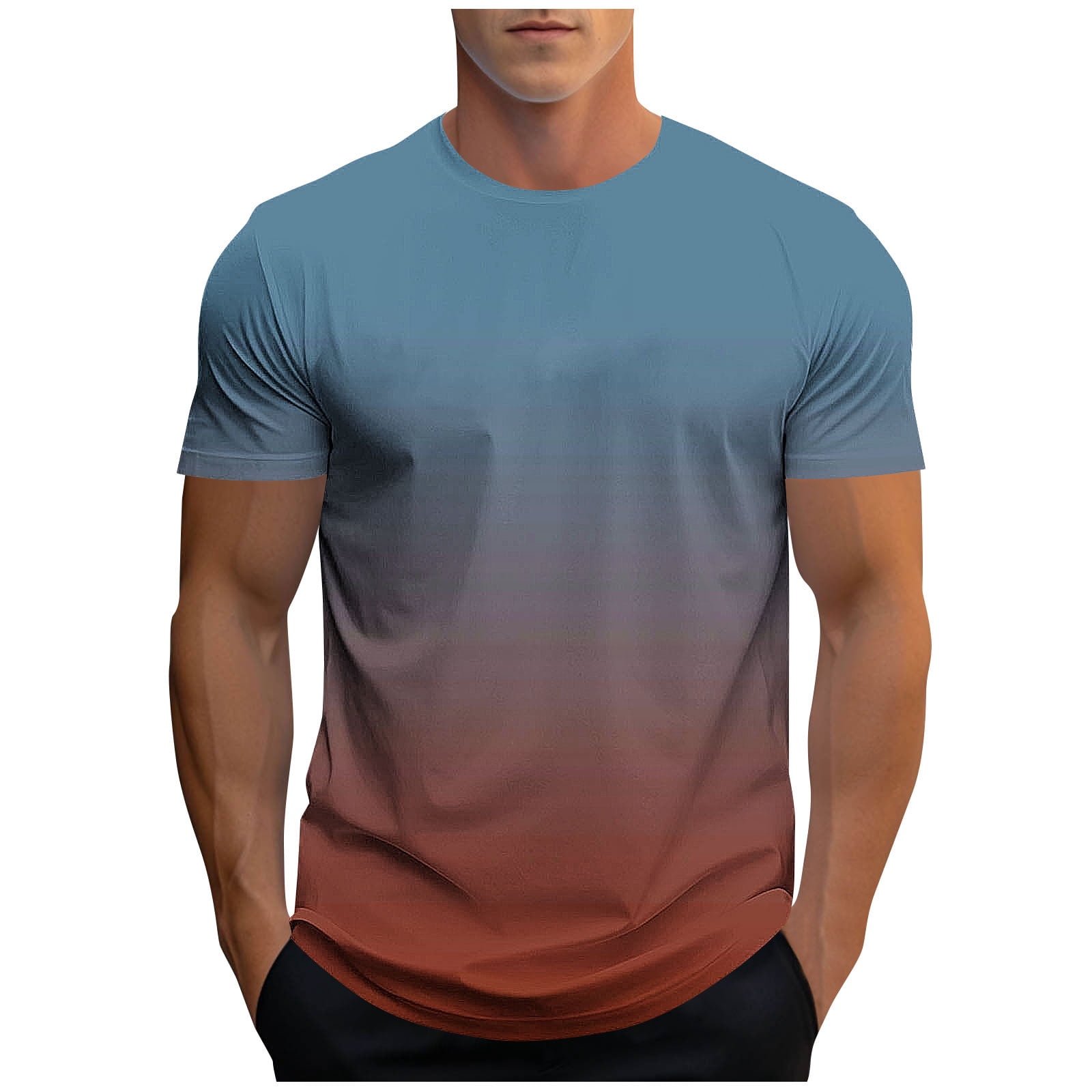 Aofany T-Shirts For Men Men's Tshirts Men Gradient Crew Neck Short ...