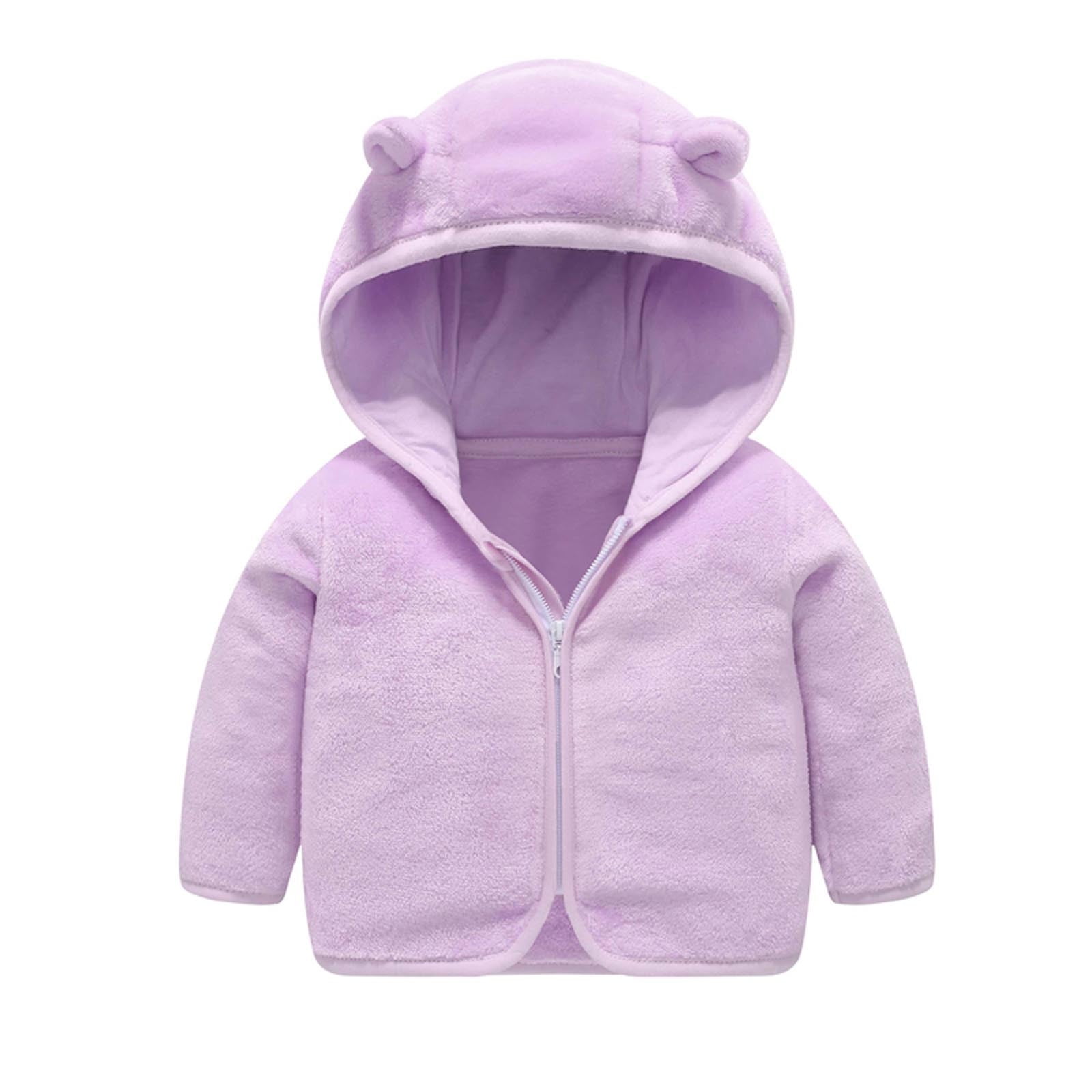 Aofany Toddler Baby Girls Boys Cute Hooded Coat Solid Color Thick Zipper Jackets Kids Warm Long ...