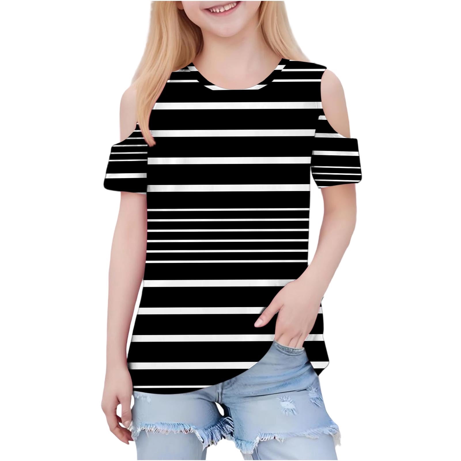 Aofany Toddler Girl Tops 3-12T Crew Neck Short Sleeve T Shirts Print ...