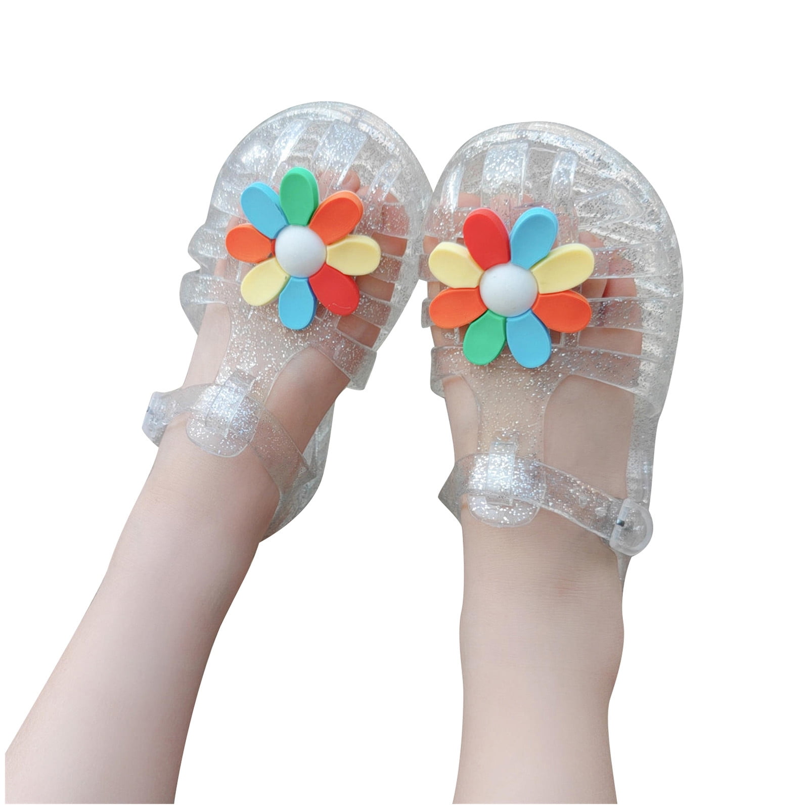 Aofany Toddler Girls Sandals Jelly Sandals Rubber Sole Closed Toe ...