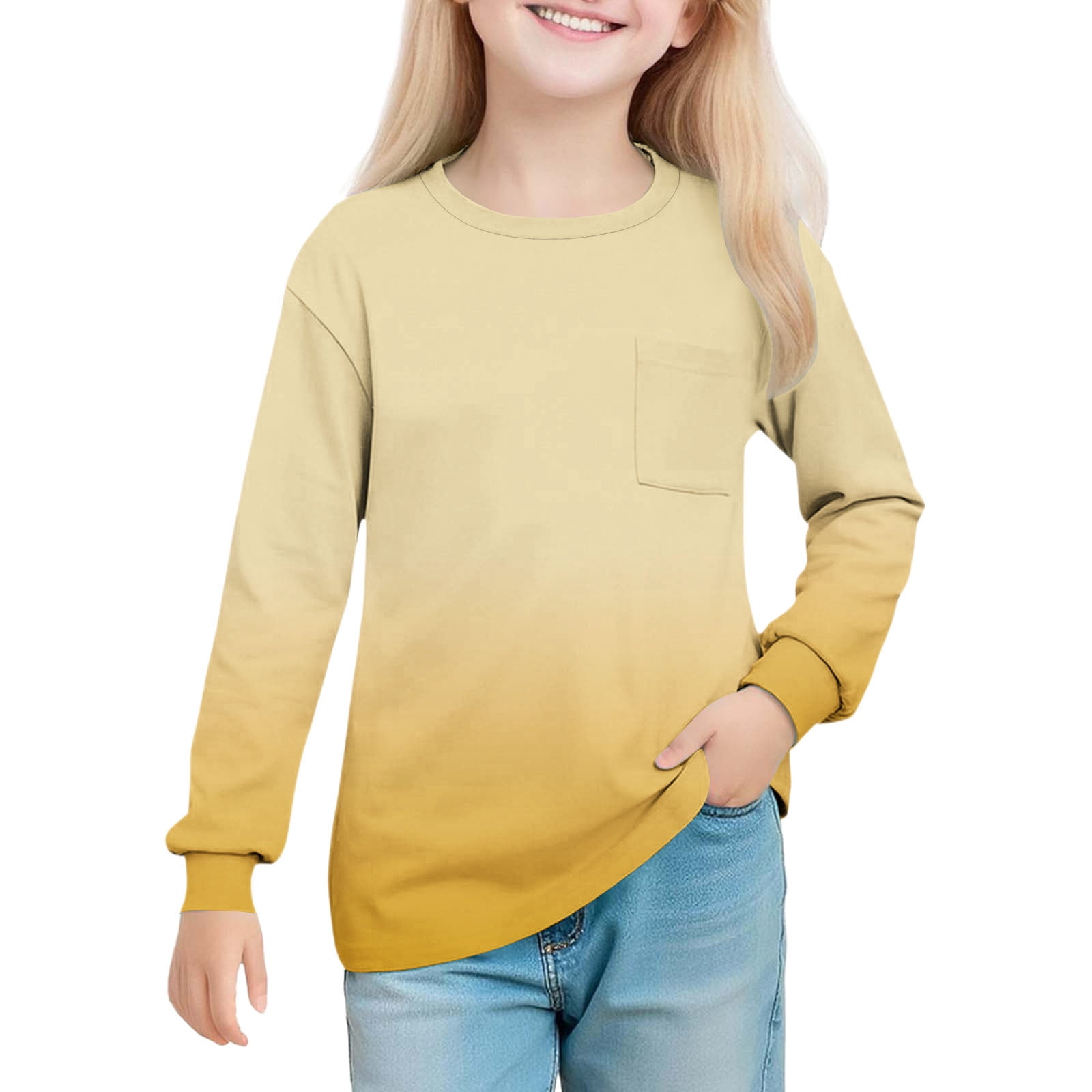 Aofany Unisex Kids Soft Long-Sleeve T-Shirts Solid Color Basic Tops ...