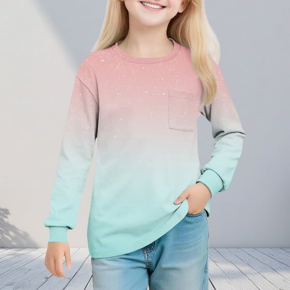 Aofany Unisex Kids Soft Long-Sleeve T-Shirts Solid Color Basic Tops ...