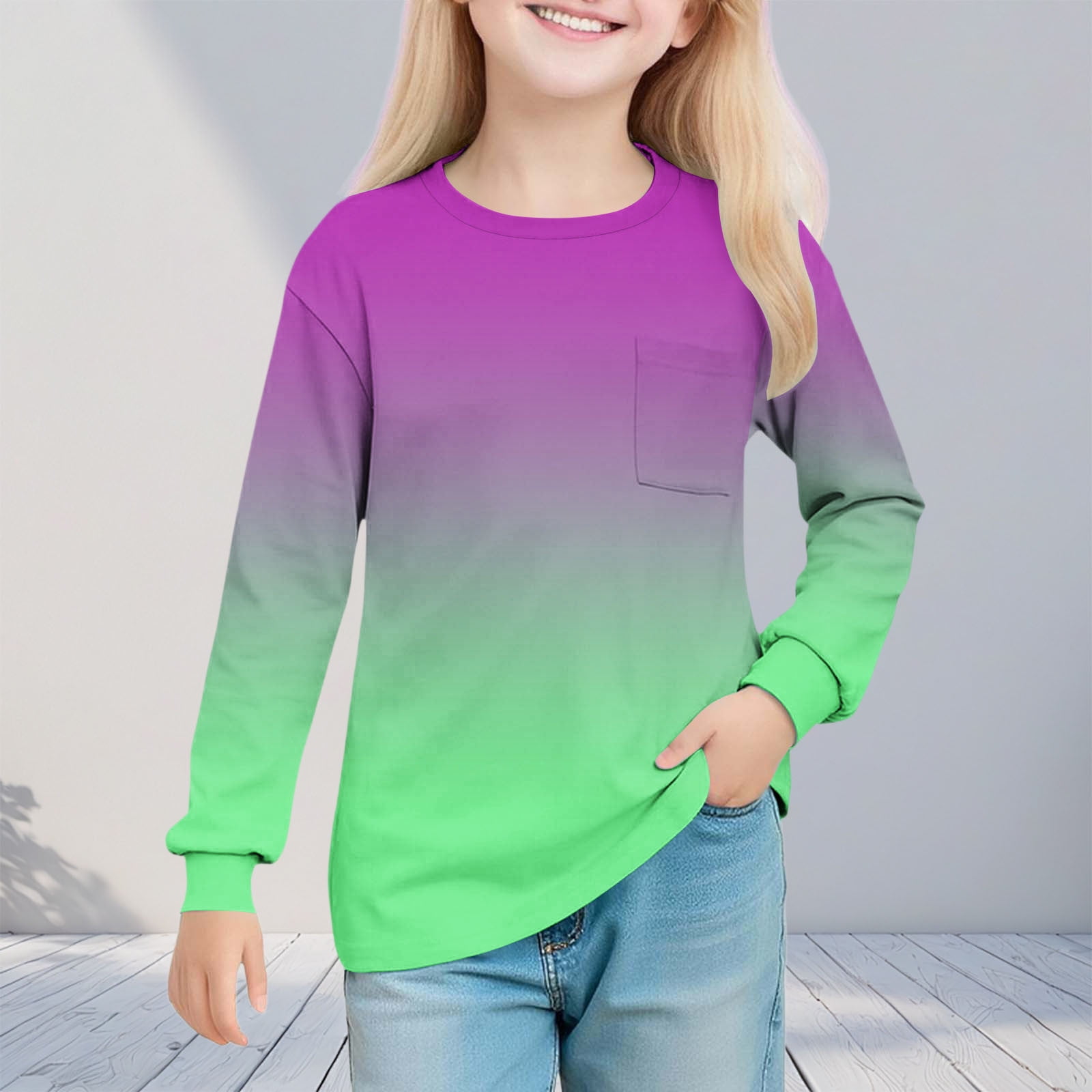 Aofany Unisex Kids Soft Long-Sleeve T-Shirts Solid Color Basic Tops ...