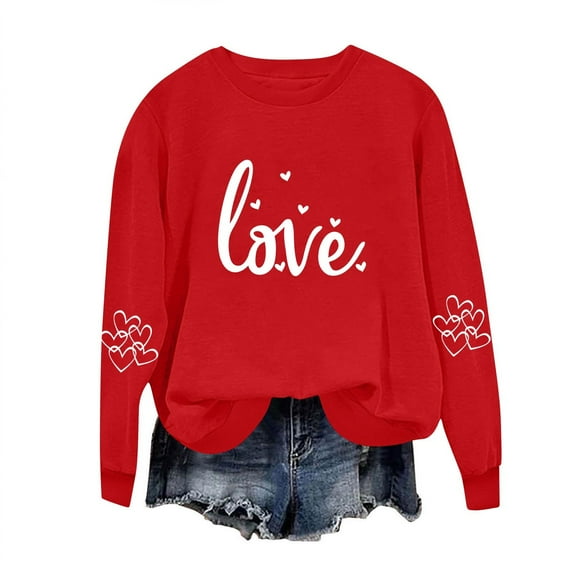 Aofany Valentines Day Heart Graphic Sweatshirts for Women Oversized Cute Pullover Long Sleeve ...