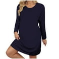 Aofany Women Long Sleeve Dress Casual Crewneck T Shirt Dress Solid ...
