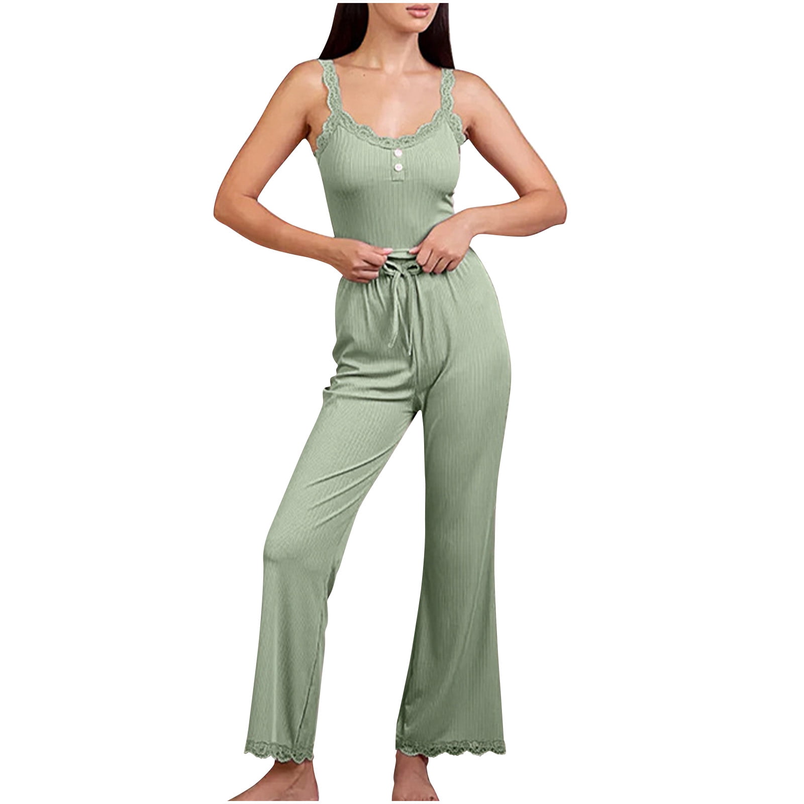 Aofany Women Night Pajamas Set Sexy Suspender Solid Color Sleepwear ...