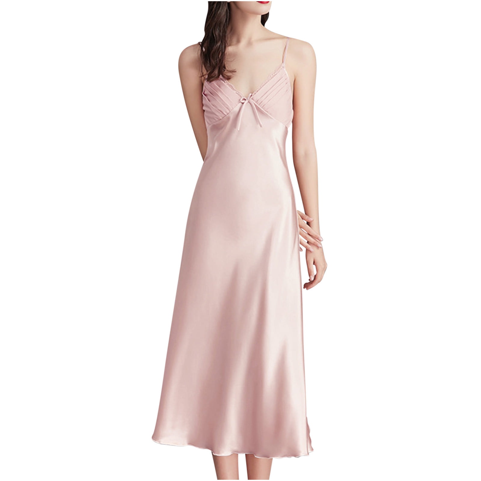 Aofany Women Nighties Silk Satin Nightgown Sleeveless Long Nightwear Dress - Walmart.com