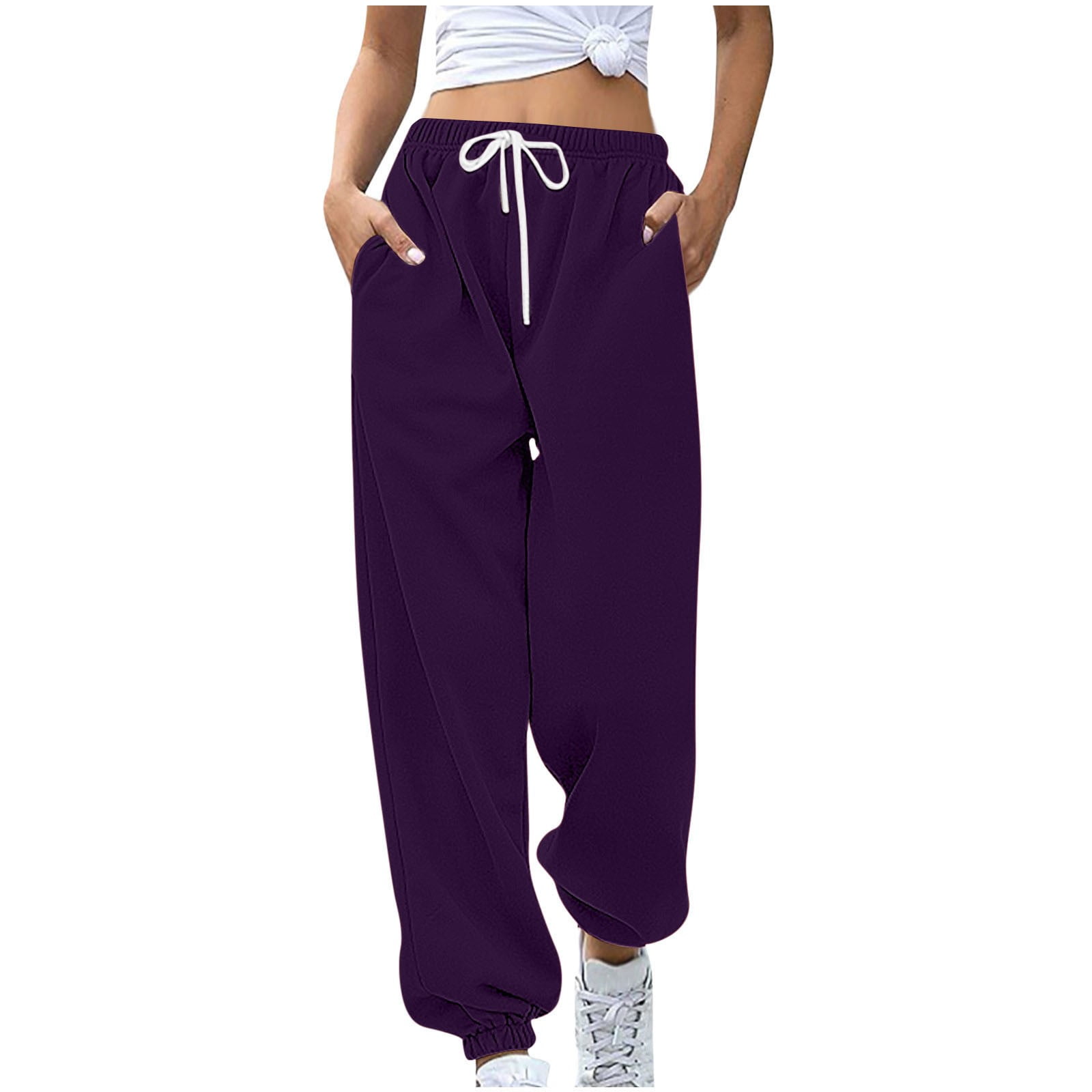 Aofany Women Solid Color Loose Fit Soft Jogger Pants Sweatpants Comfy ...