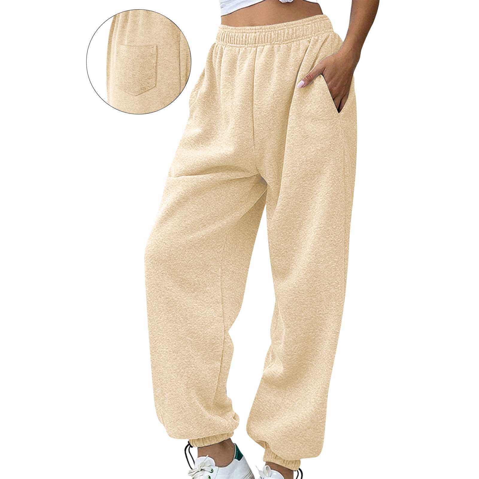 Aofany Women Sweatpants Sport Pants High Waist Solid Color Sweatpant ...