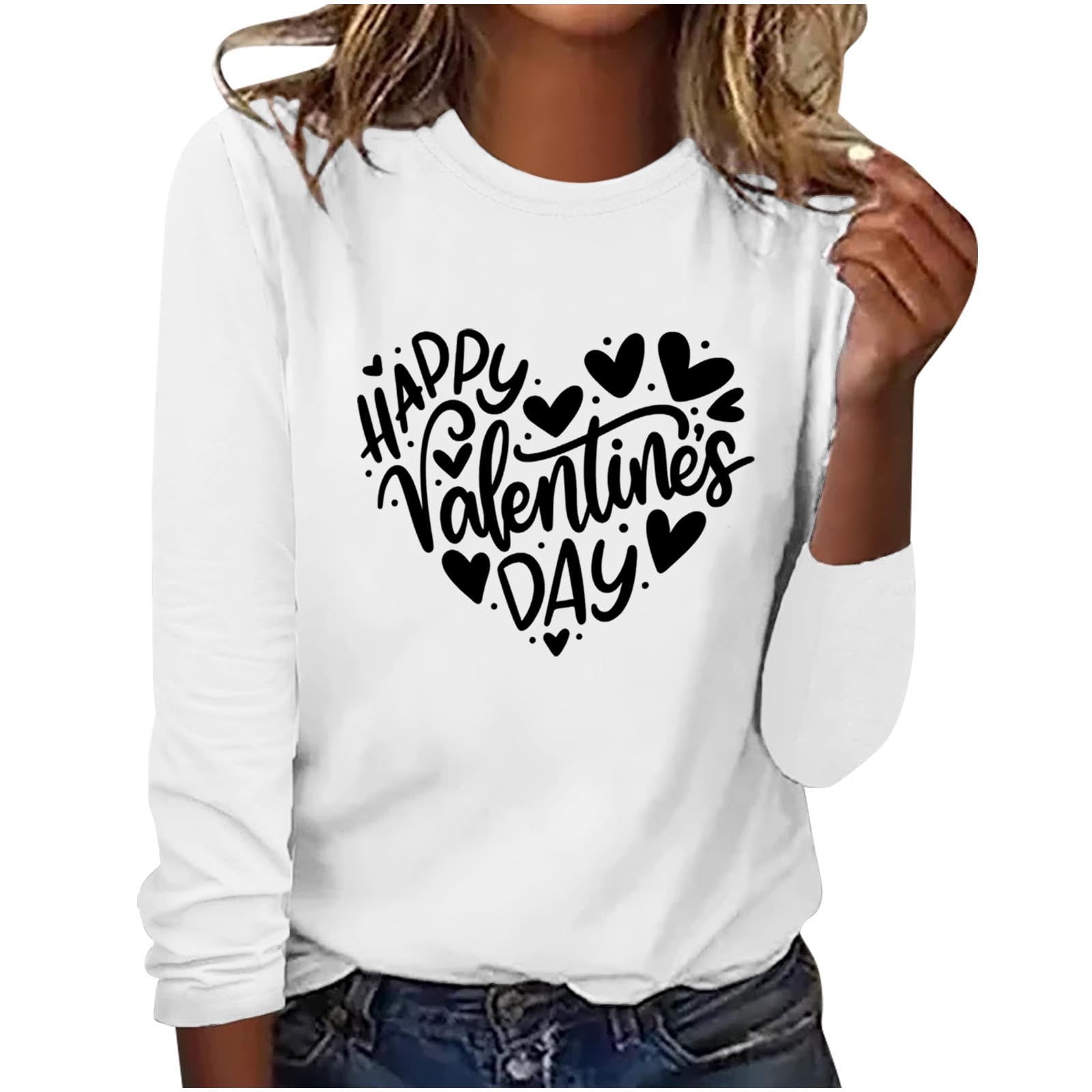 Aofany Women Valentine's Day Pullover Sweatshirts Heart Print Sweater ...
