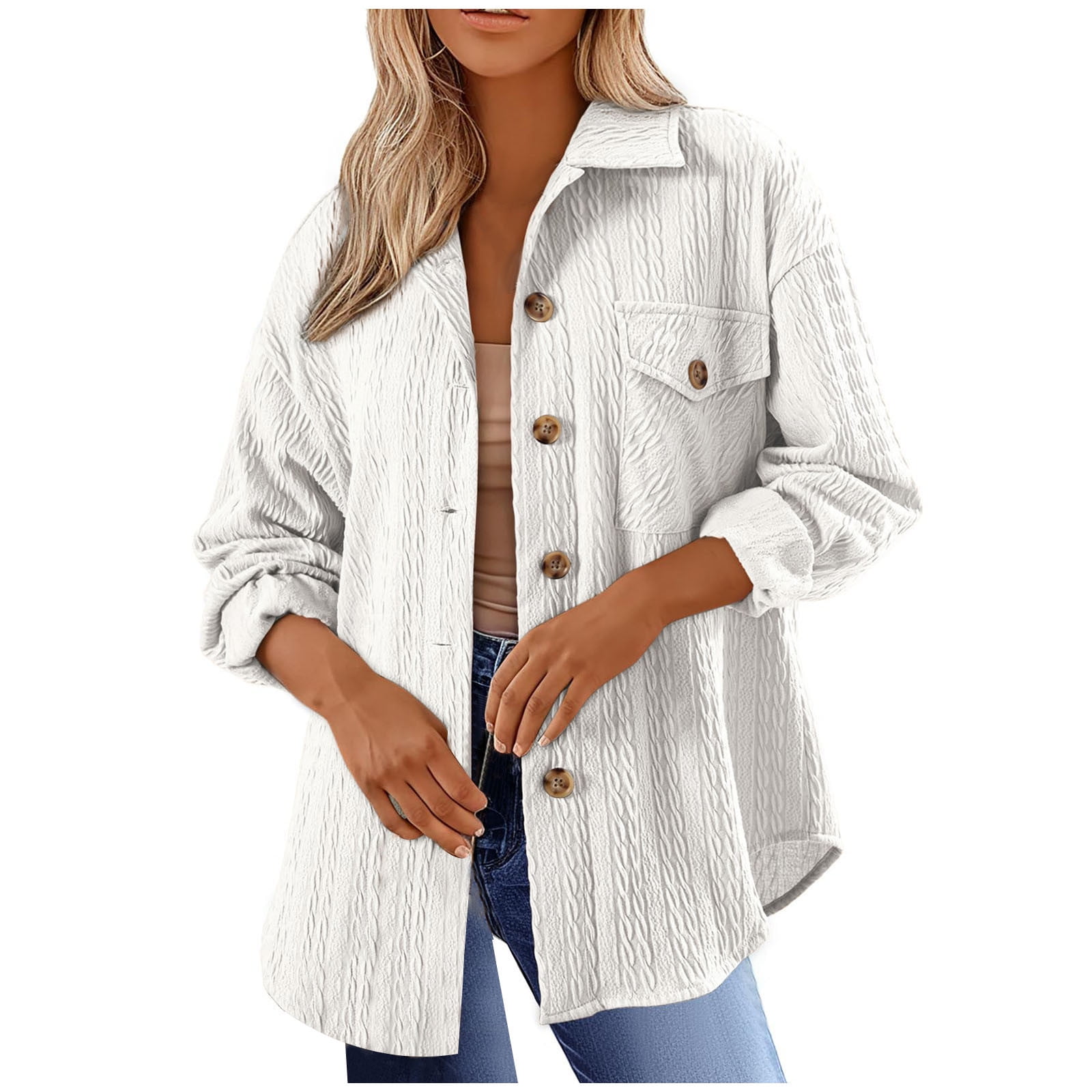 Aofany Women's Cardigan Jackets Lightweight Long Sleeve Button Jacket ...