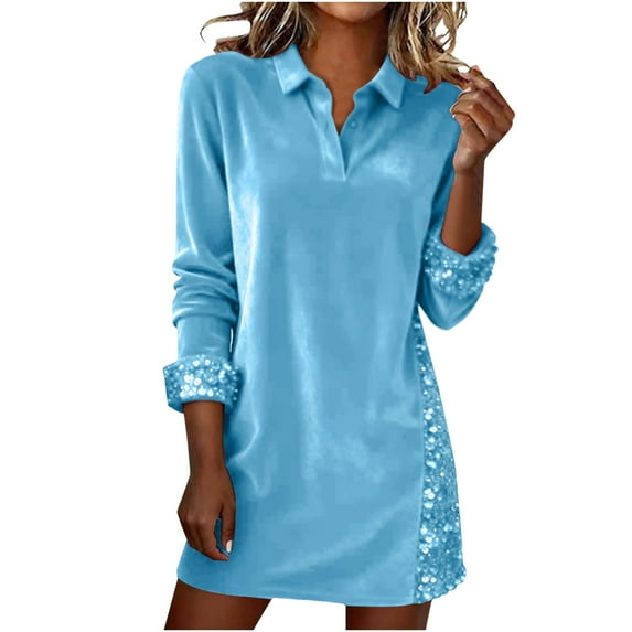 Aofany Women's Dresses Long Sleeve Loose Casual Cocktail Party Dress ...