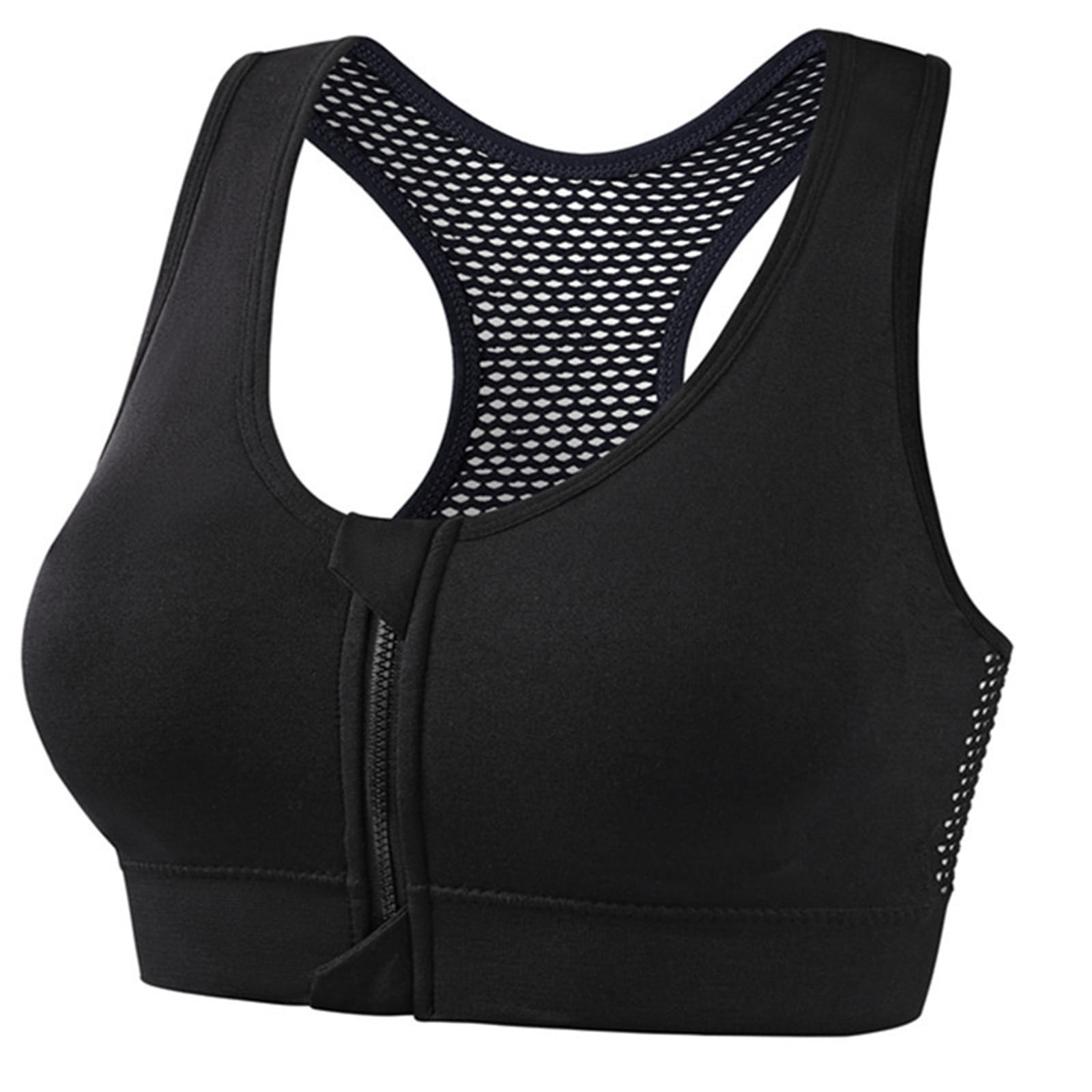Aofany Women's Front Zipper Closure Sports Bra Padded Racerback High ...