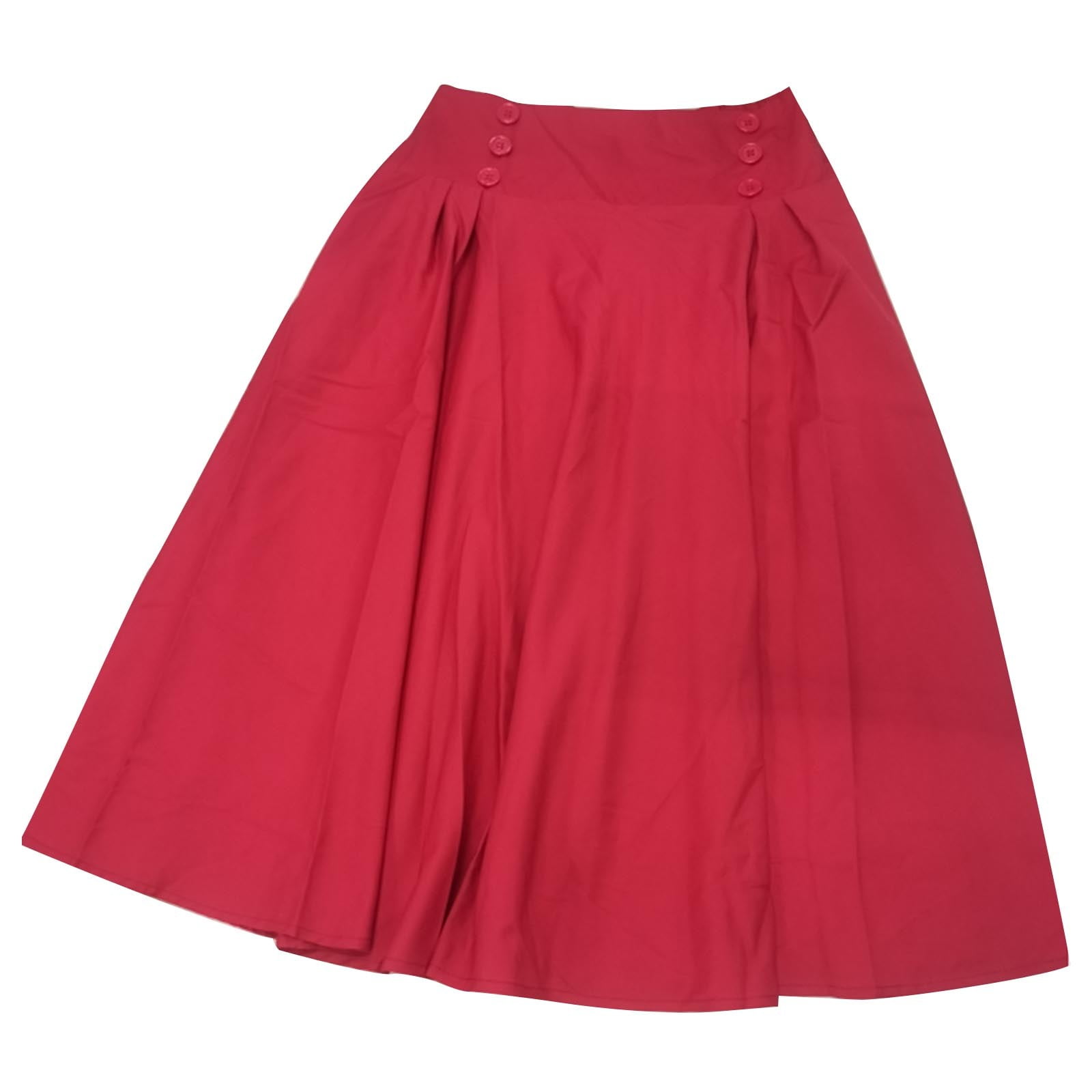 Aofany Womens High Waist A Line Skirt Flared Pleated Midi Knee Long
