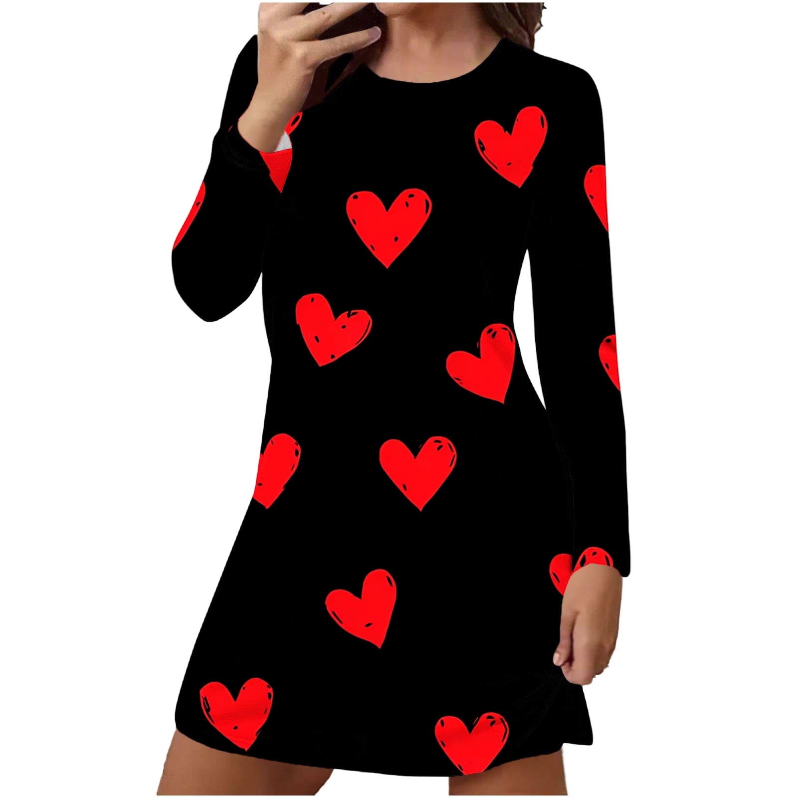 Aofany Women's Nightgown Hearted Print Sleep Shirts Soft Nightshirt ...