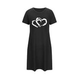 Aofany Women's Nightgown Short Sleeve Nightshirt Crew Neck Sleep Shirt ...