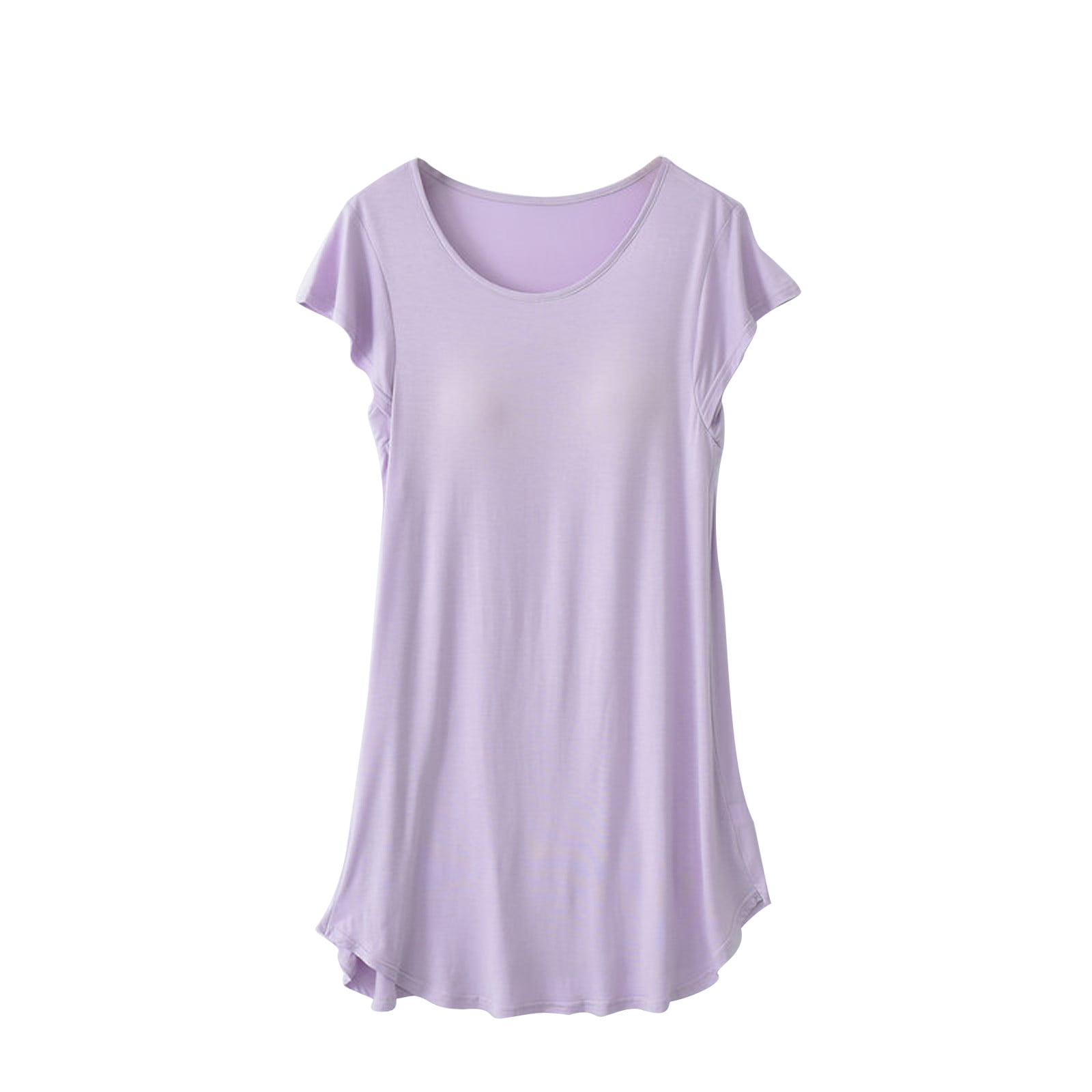 Aofany Women's Pajamas Dress Casual Loose Chest Pad Mini Nightshirt ...