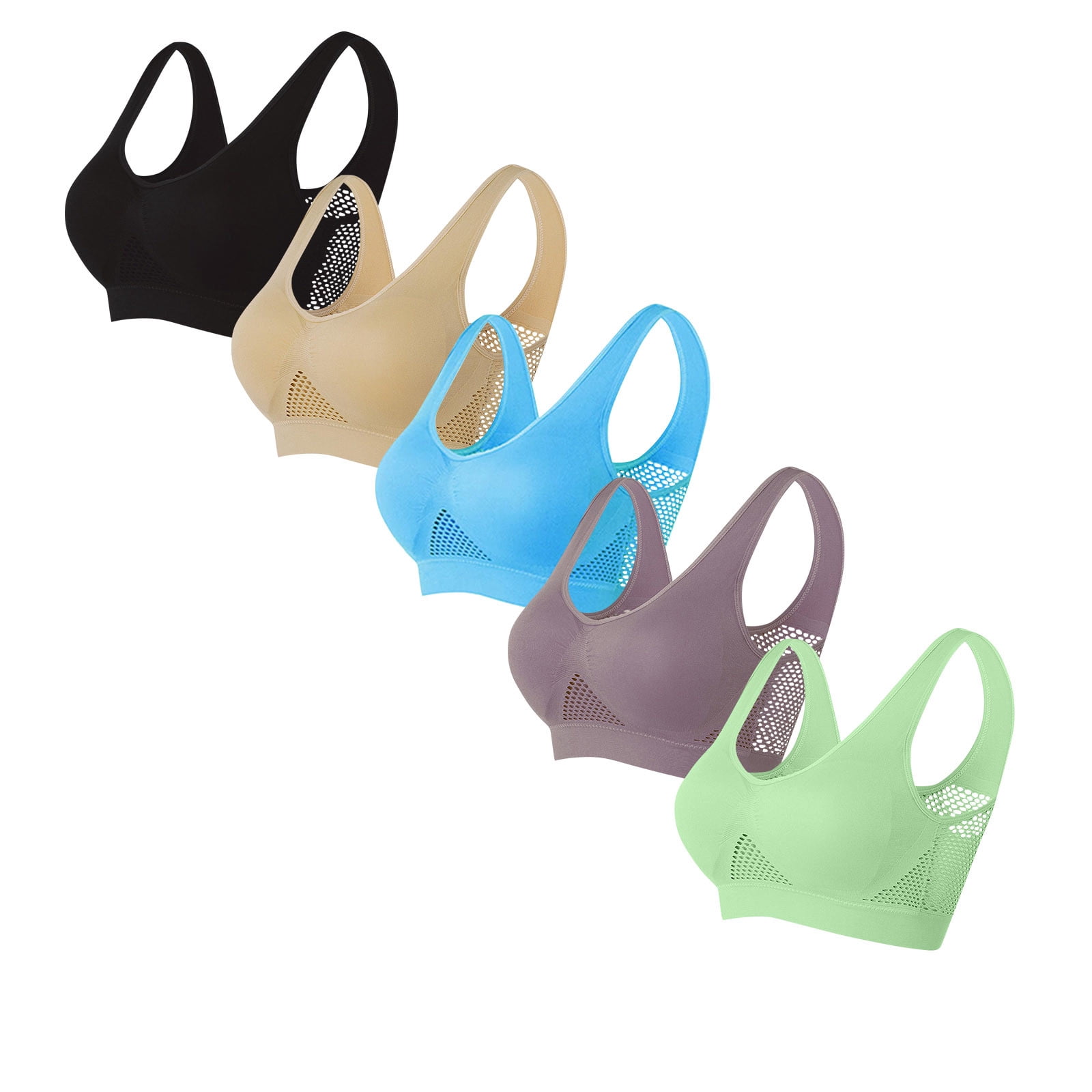 Aofany Women's Plus Size Bras, 5 Pack Sports Bras for Women Full ...