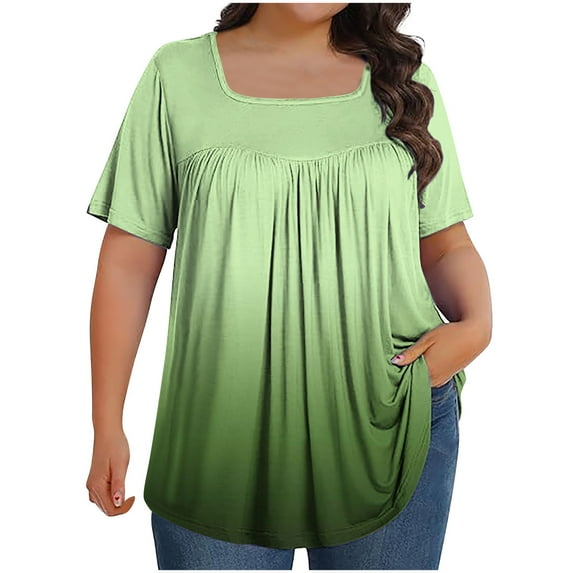 Aofany Womens Plus Size Tops Tunic Short Sleeve Crew Neck Shirts Casual ...