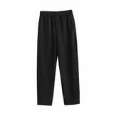 Aofany Womens Slacks Elastic Waist Straight Leg Pants Plus Size Casual ...