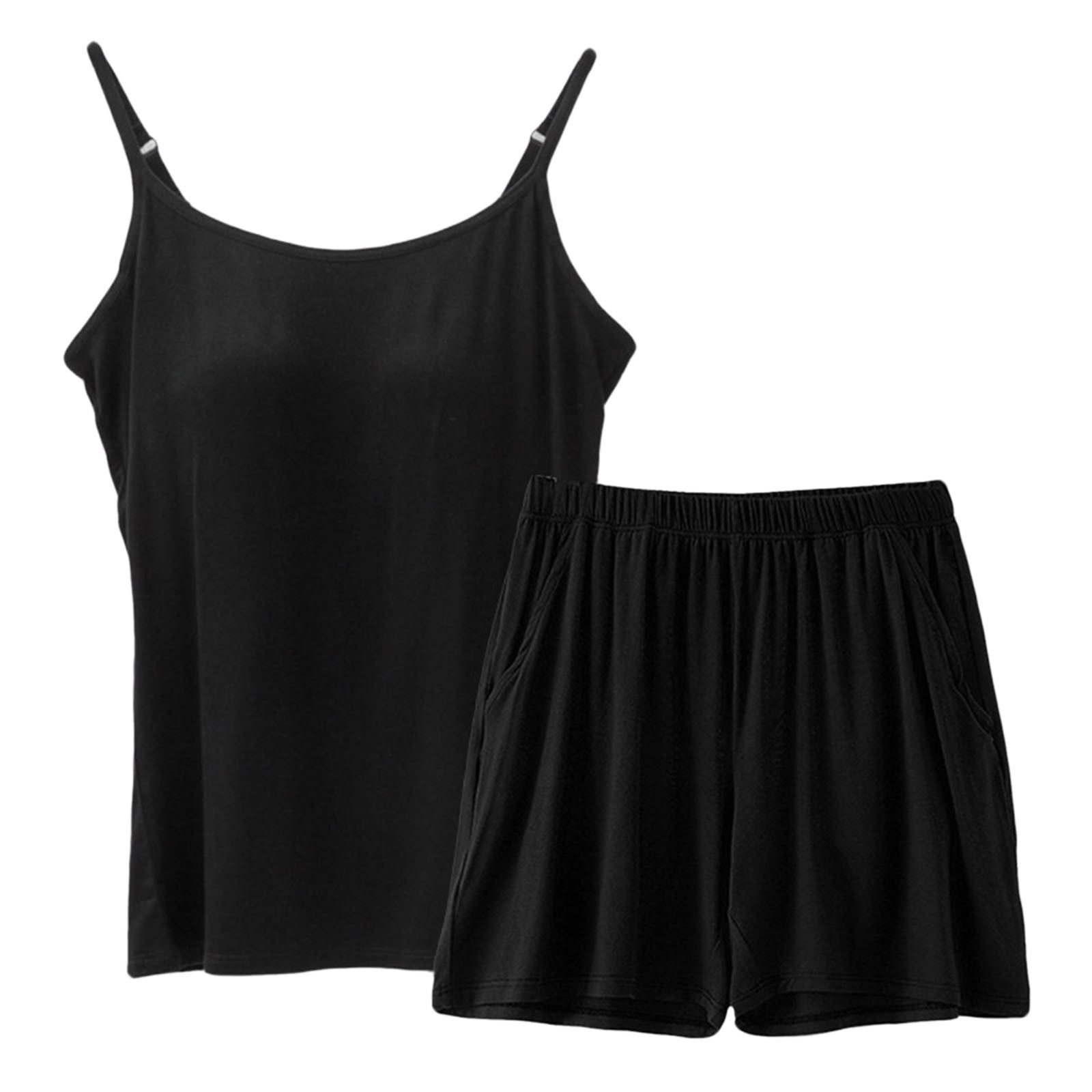 Aofany Womens Soft Modal Pajamas Set 2 Piece Sleeveless Built in Bra ...